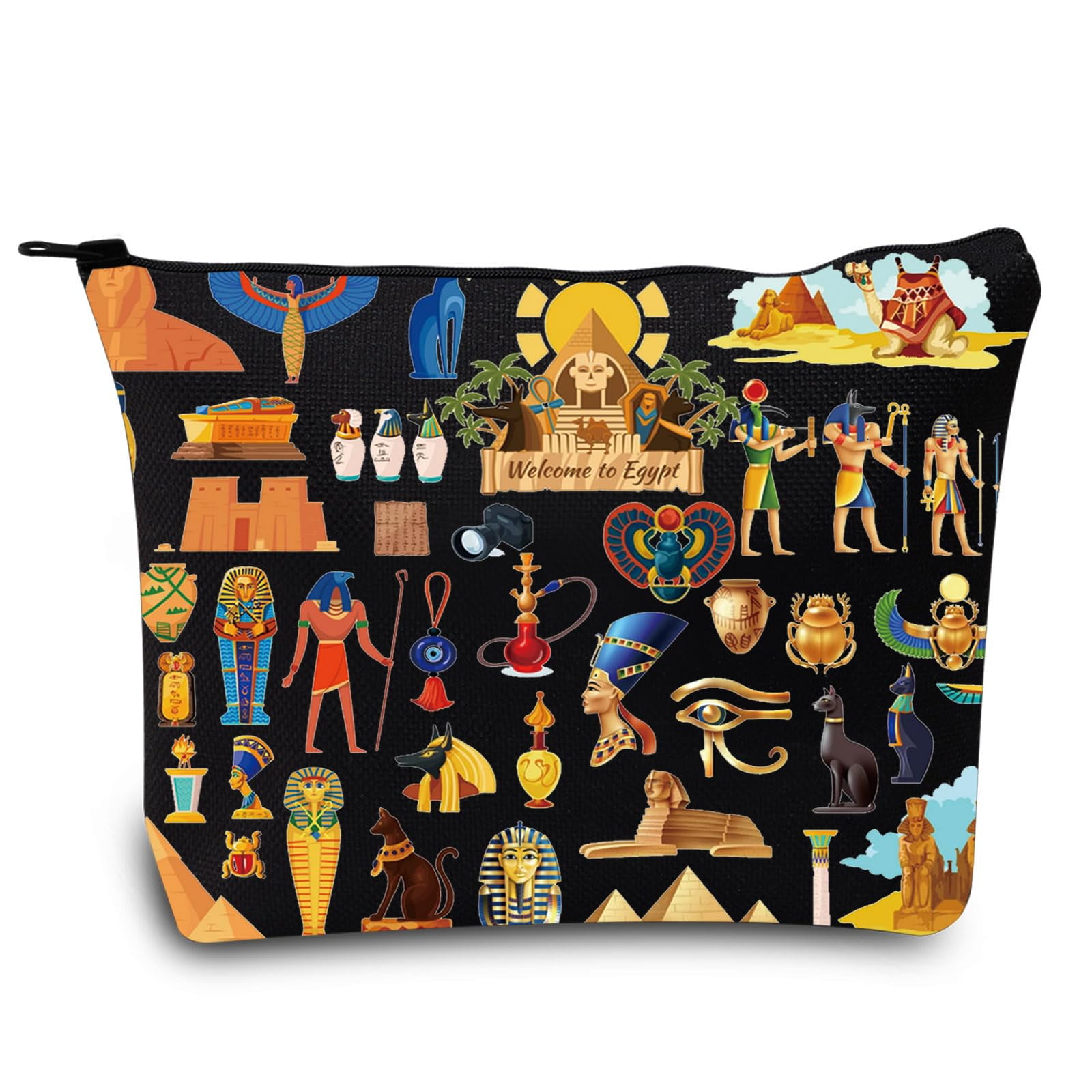 LEVLO Egyp Travel Pouch Bag Ancient Egypt Gift Egyptian Make Up Zipper ...