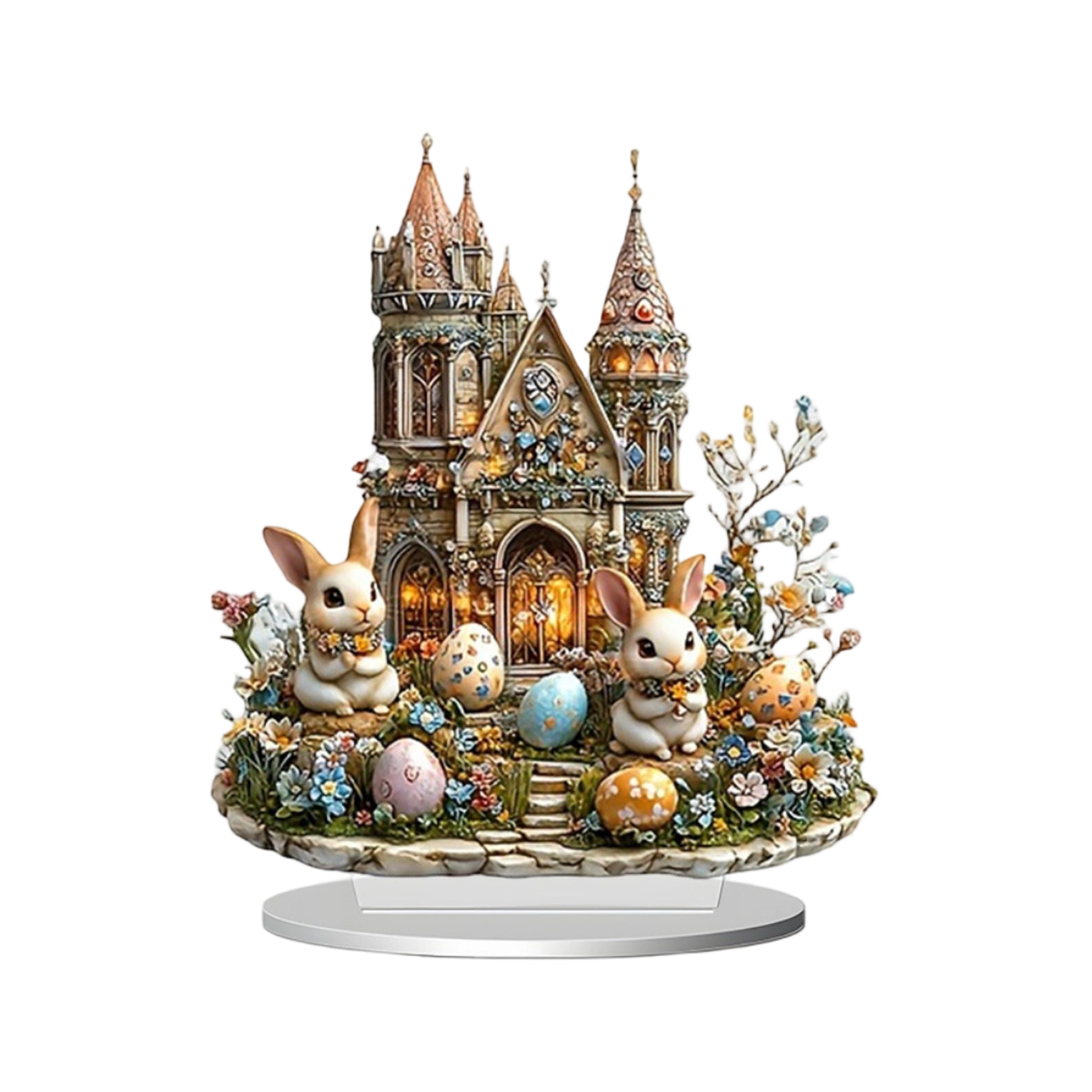LEWEEN 2D Easter Bunny Easter Egg Acrylic Ornament Home Decor, Cute ...