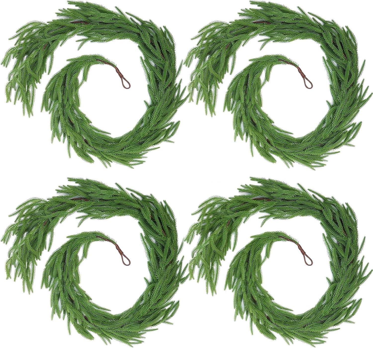 LEWEEN 4 Pcs Artificial Norfolk Pine Garlands, Christmas Real Touch ...