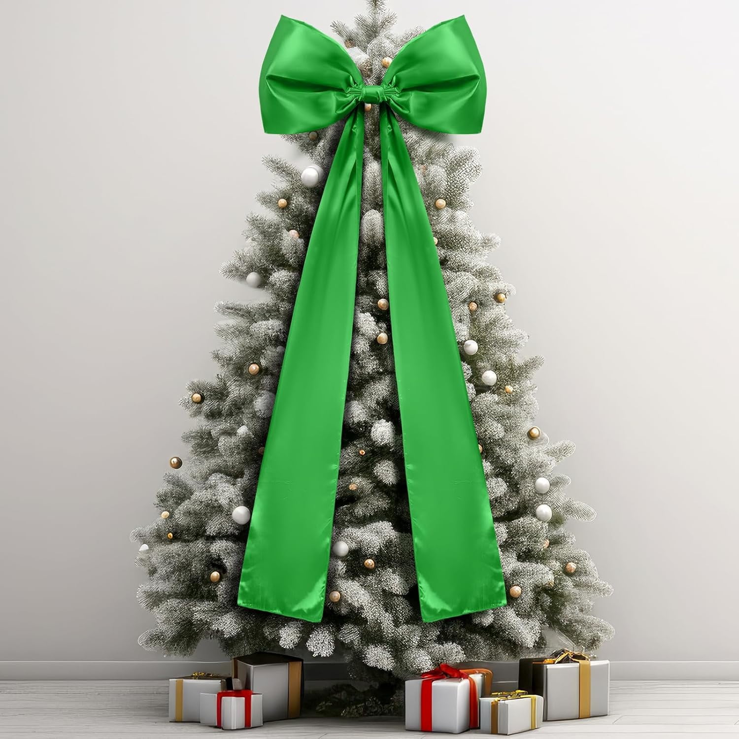 LEWEEN 45 Inches Extra Large Christmas Satin Bows Christmas Tree Topper ...
