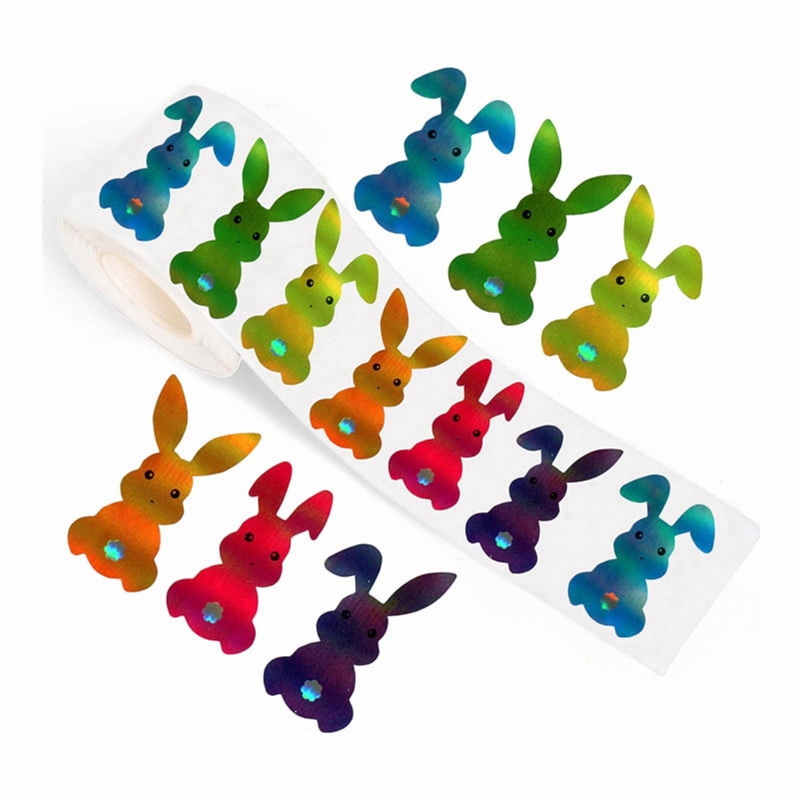LEWEEN 500 Sheets Easter Stickers Roll, Cartoon Bunny Easter Eggs ...