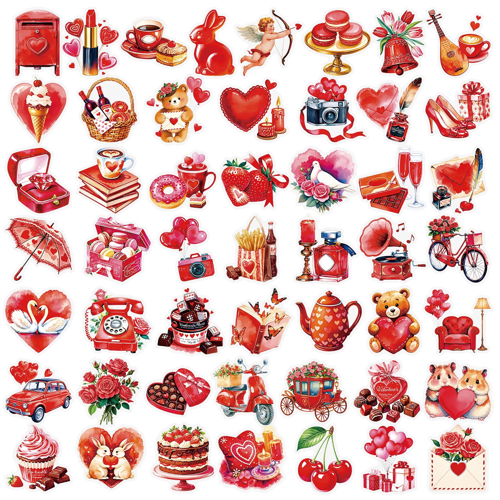 LEWEEN 56 Romantic Confession Valentine's Day Stickers 2026,PET ...