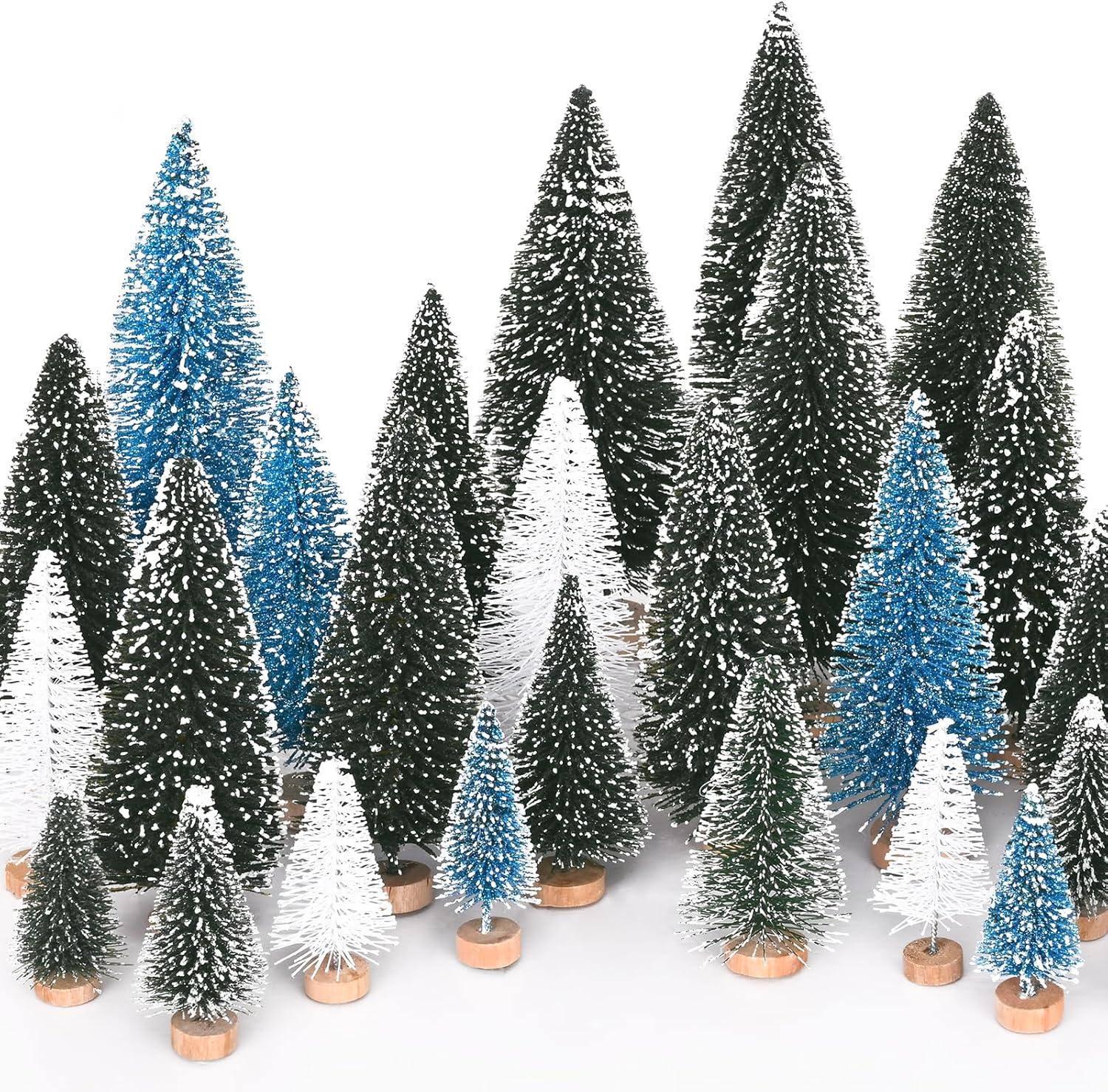 LEWEEN Christmas Decorations, 30 Pcs Blue Bottle Brush Christmas Trees ...