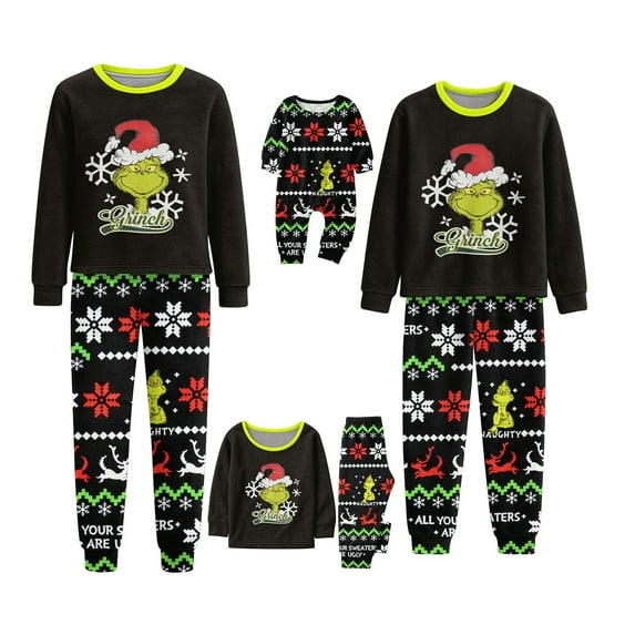 LEWEEN Family Christmas Pajamas Matching Sets, Soft Monster Patterns 2 ...