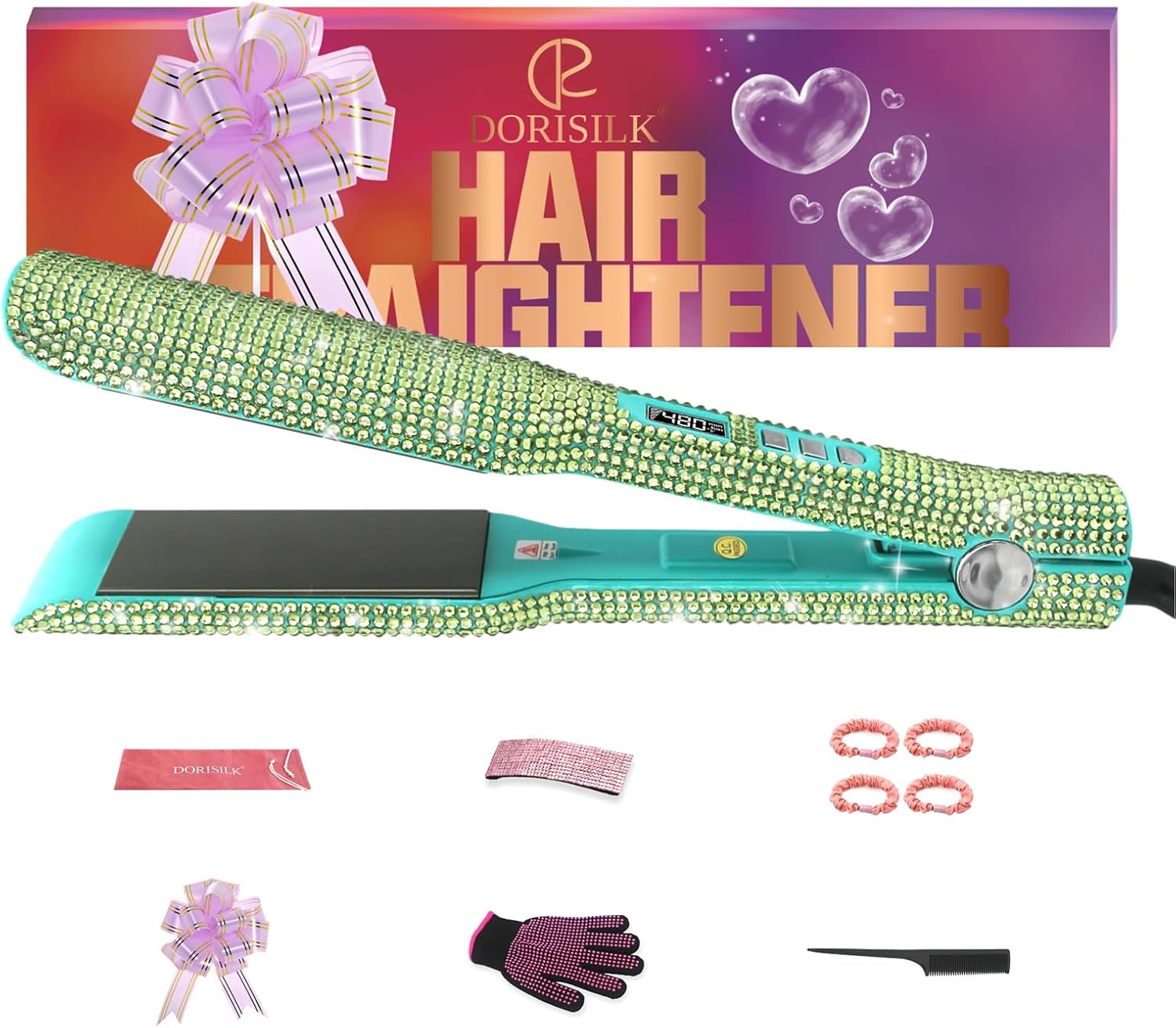 LEWIJO 「DiamondGlow Elite」Crystal Titanium Straightener – 2" Rhinestone ...