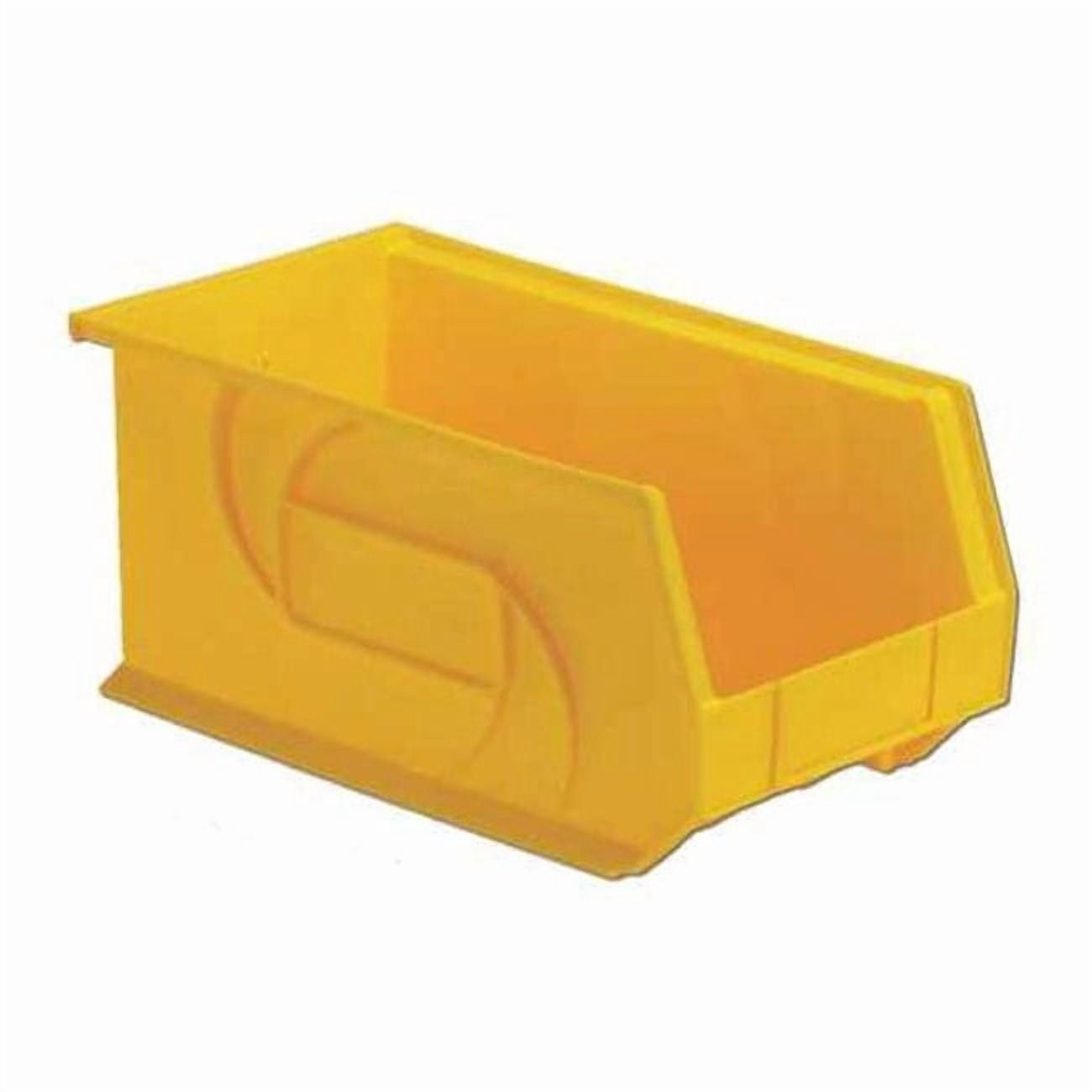 Hang & Stack Storage Bin, Plastic, Yellow, 7 in H, 8 1/4 in W, 14 3/4 ...