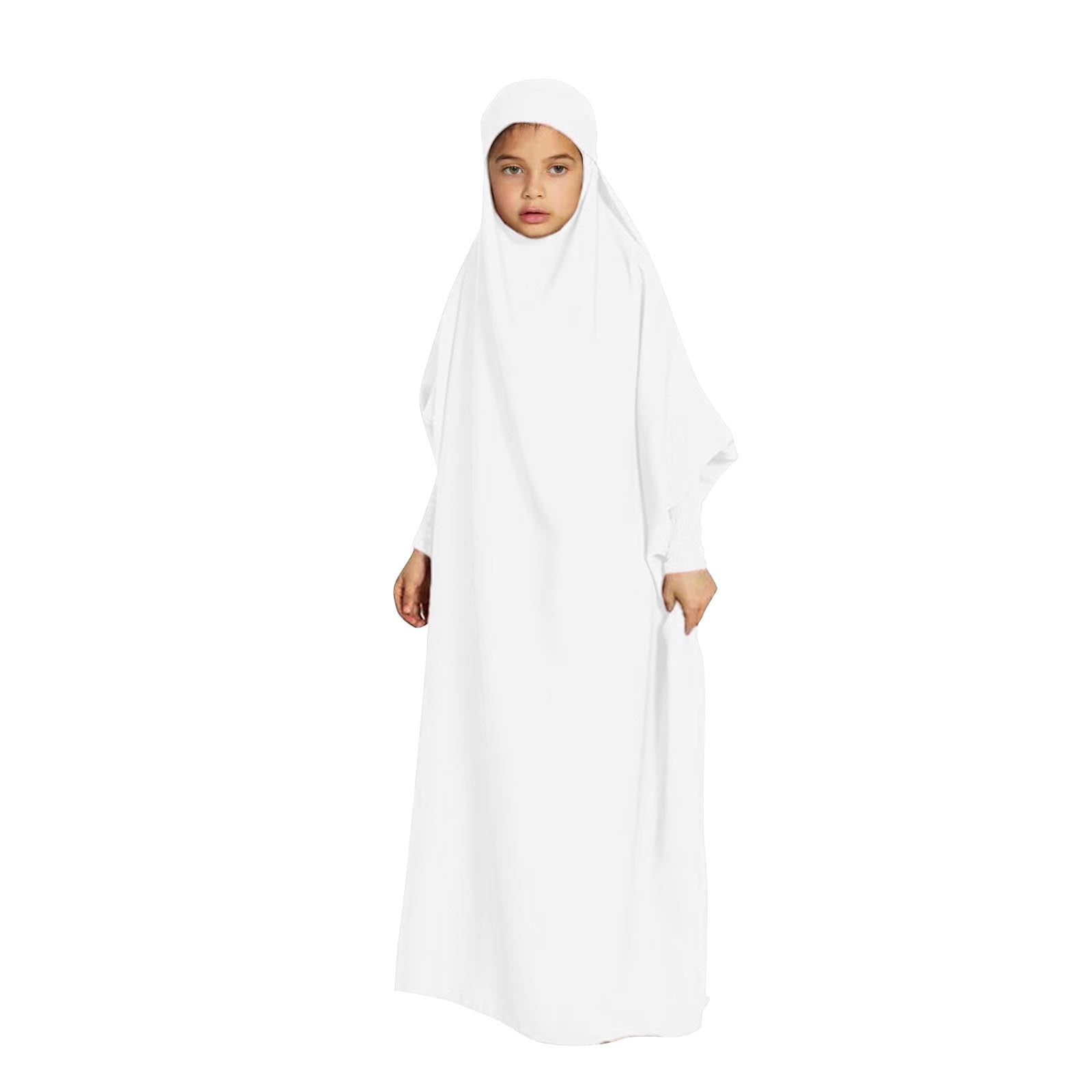 LEWKW Big Girls Prayer Dress Full Length Abaya with Attached Hijab Long ...