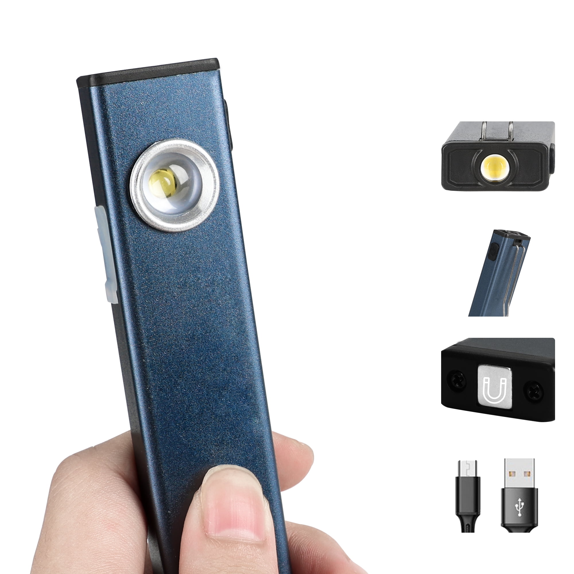 Rechargeable 600 Lumens LED Work Light, Magnetic Base, Slim Pen Light ...