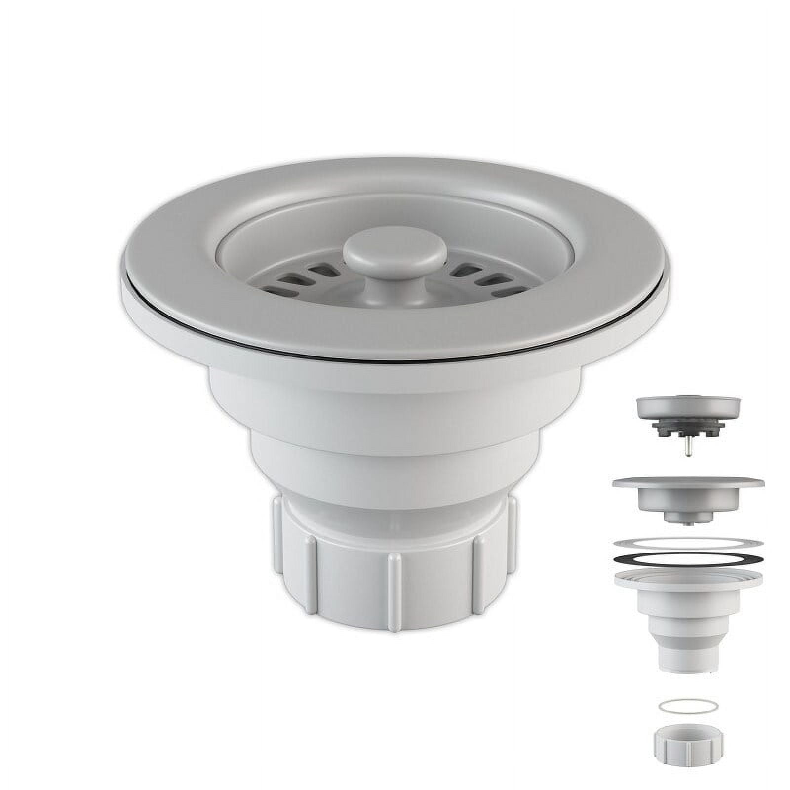 Lexicon Quartz Kitchen Sink Strainer with White Finish, Fits 3.5 Inch ...