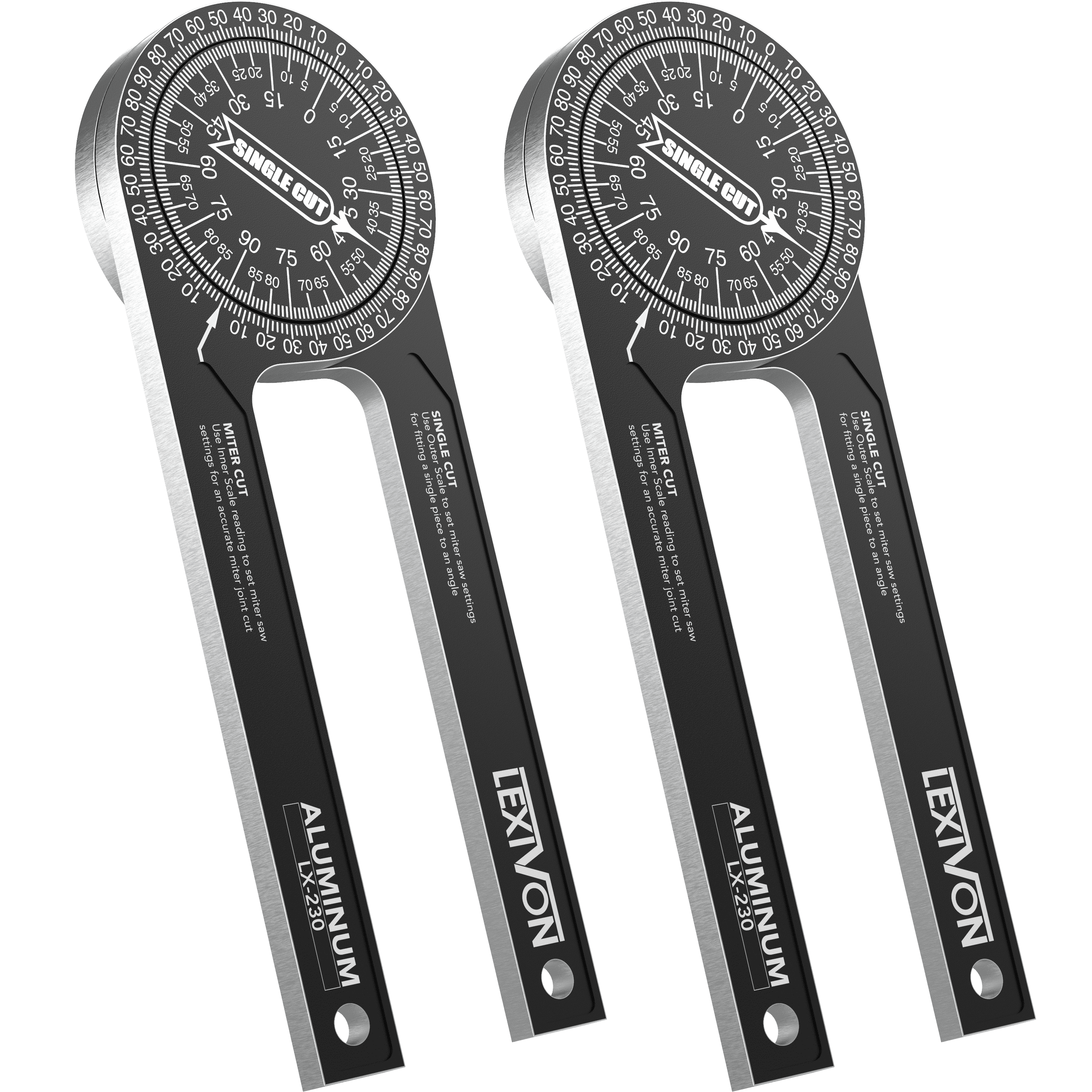 LEXIVON [2-pack] Aluminum Miter Saw Protractor | 7-Inch Rust Proof Angle Finder Featuring ...