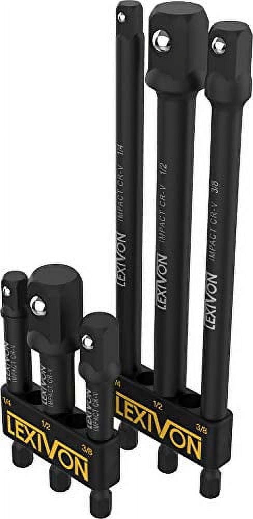 Lexivon Impact Socket Adapter Set, 3" & 6" Extensions, 1/4-1/2" Drive ...