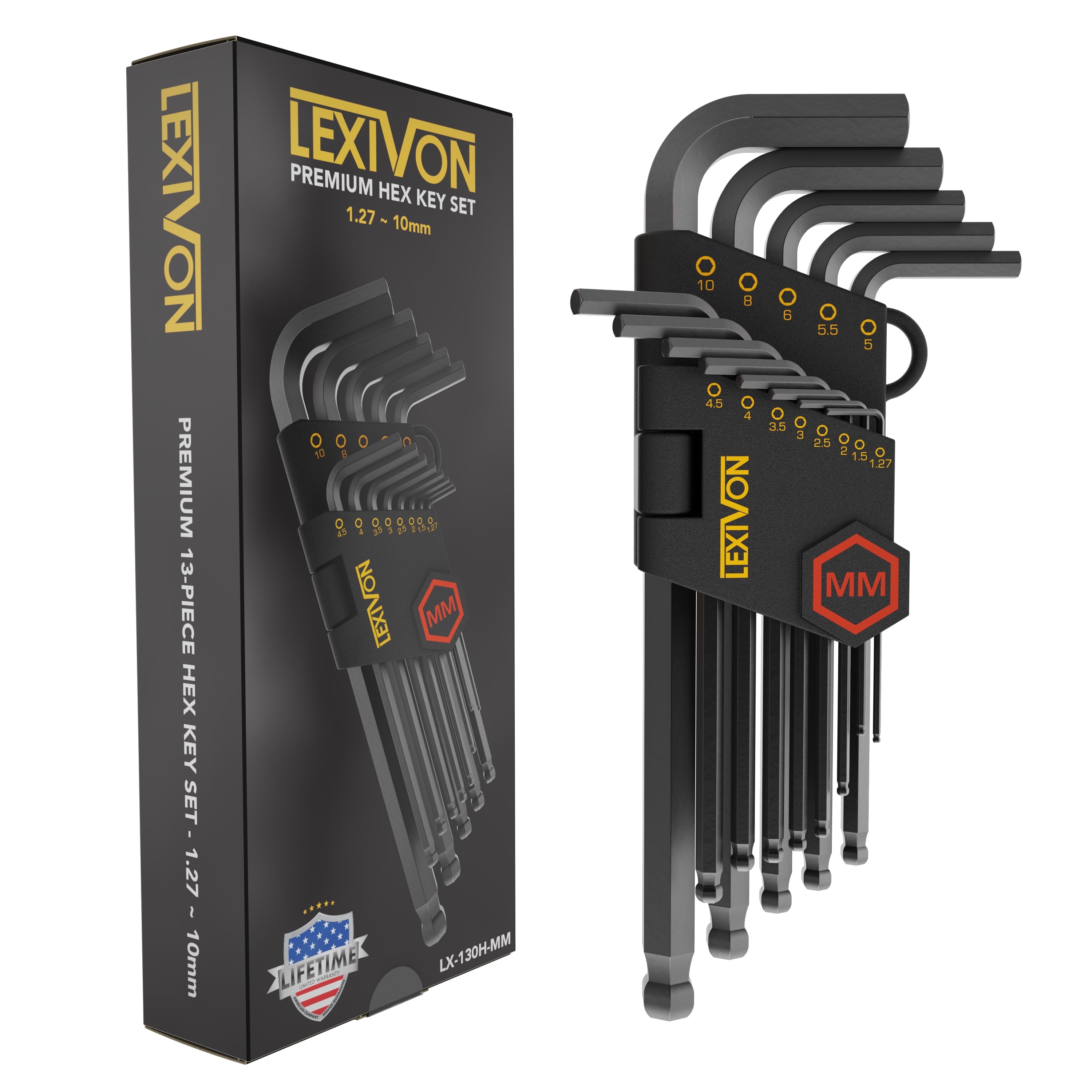 LEXIVON Allen Wrench Set, 13-Piece Premium Metric Hex Keys, L-Shaped ...