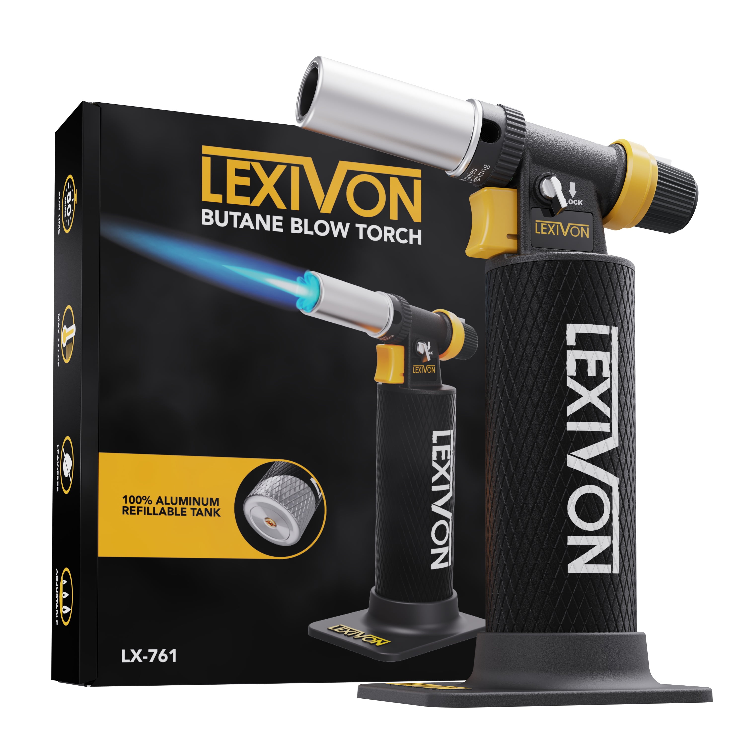 LEXIVON Butane Blow Torch, Heavy-Duty Refillable Lighter with ...