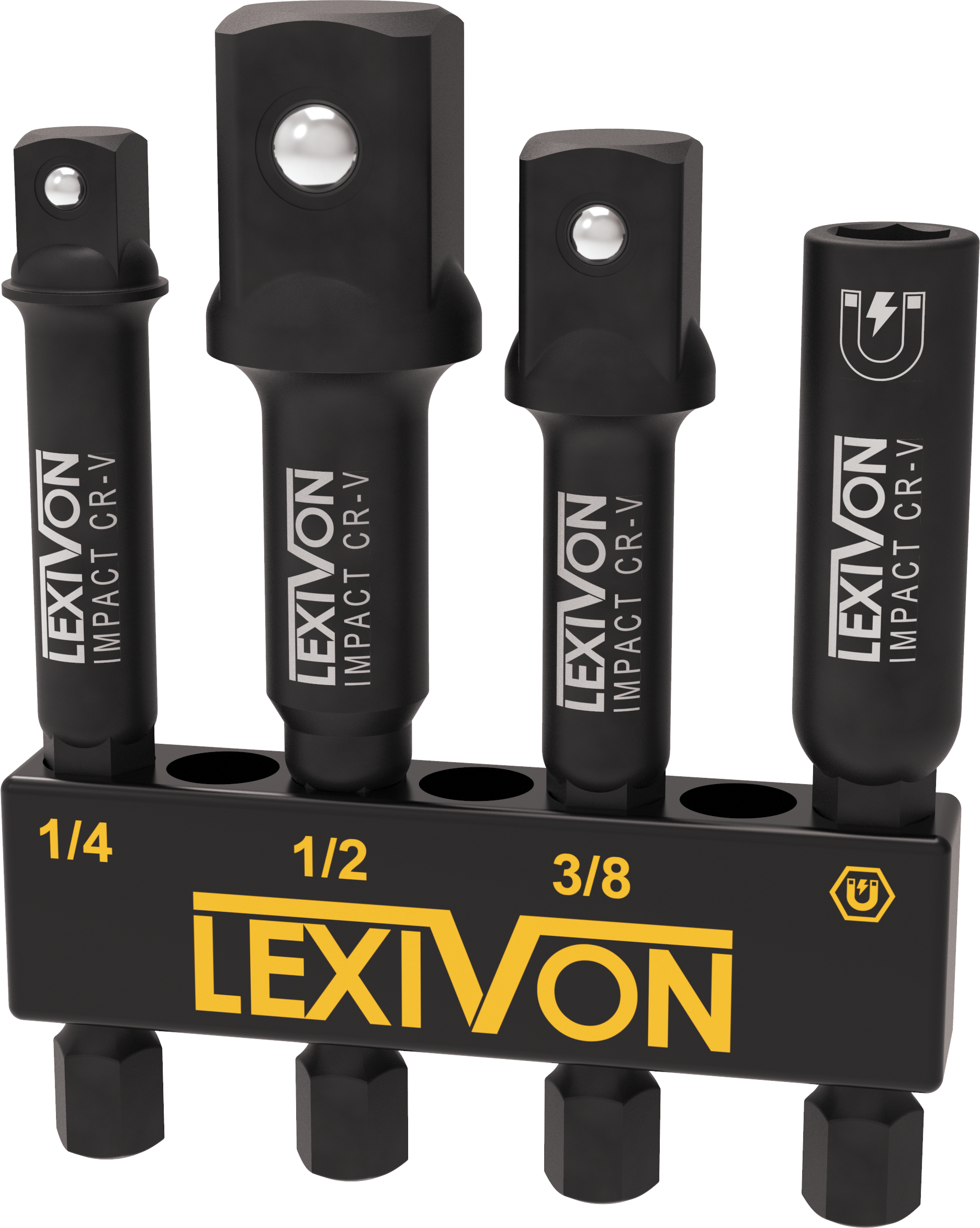 LEXIVON Impact Socket Adapter Magnetic Bit Holder Set 4 Pieces Of 1