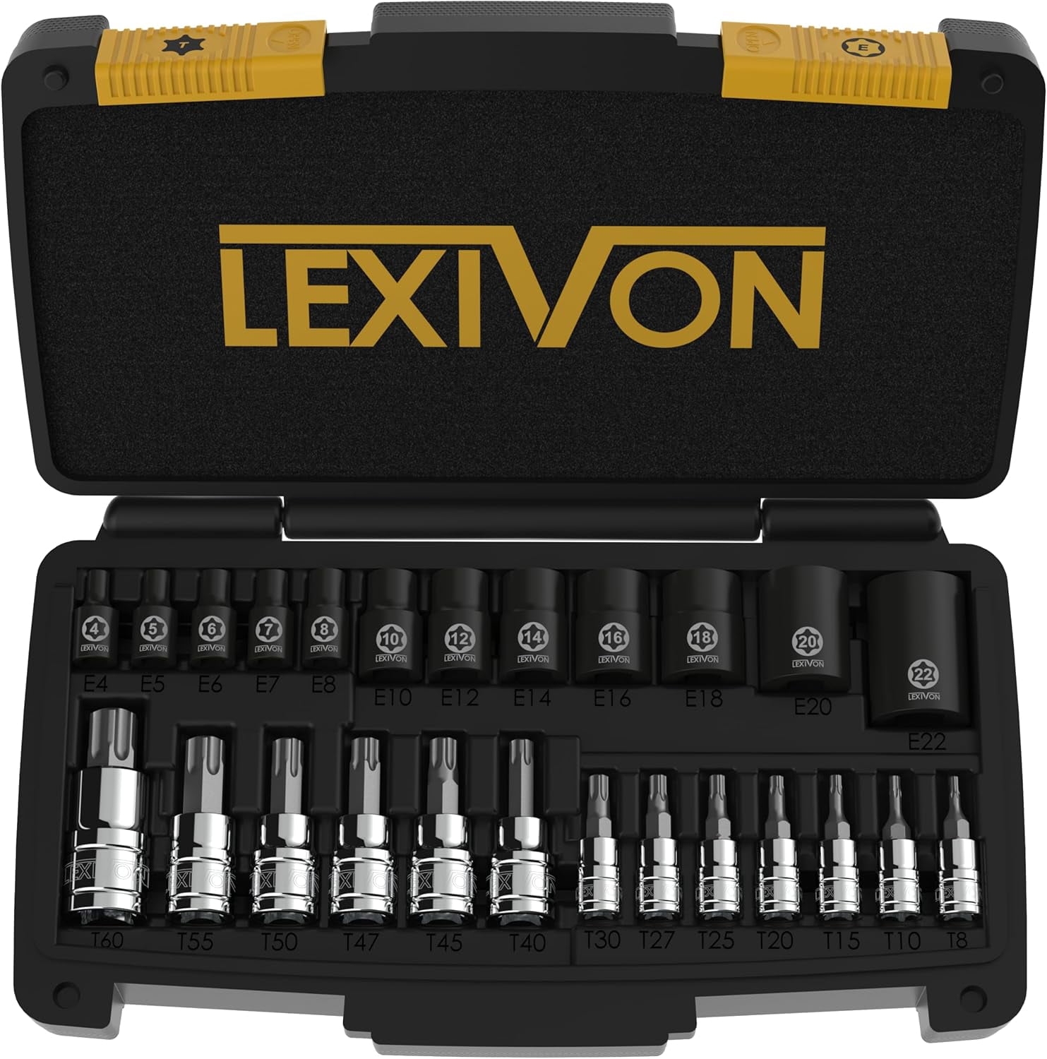 LEXIVON Master Torx Bit and Socket Set, Premium S2 Alloy & Cr-V Steel ...