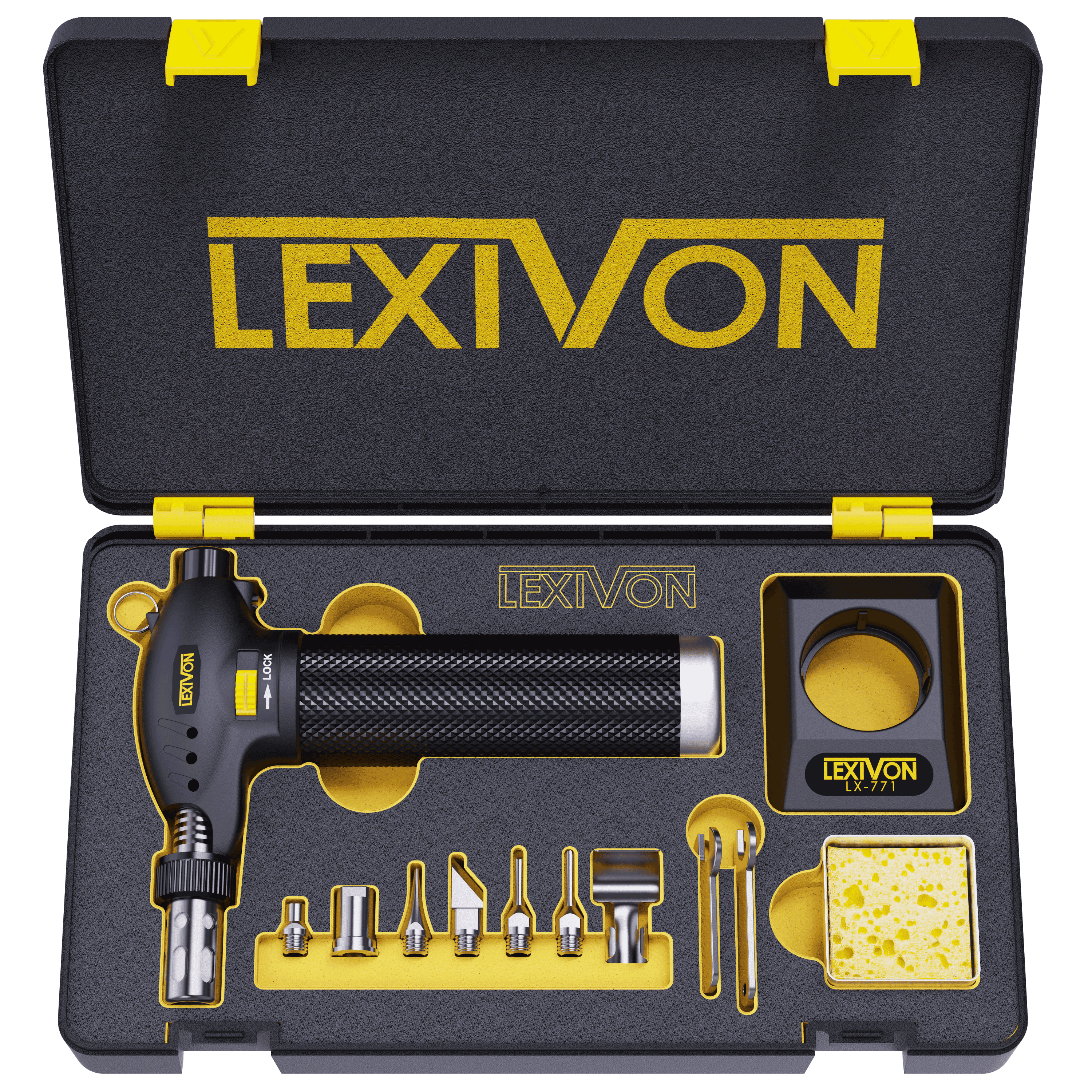 LEXIVON Pro Grade 125 Watt Cordless Soldering Iron Kit Adjustable Flame 7 Tip Set LX 770 Walmart