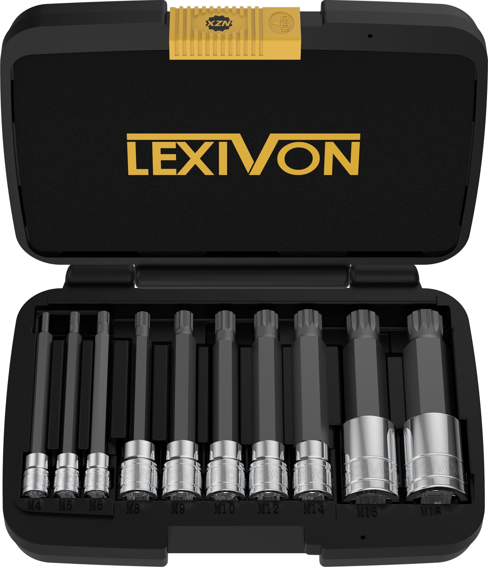 LEXIVON XZN Triple Square Spline Bit Socket Set, Extra Long 4-Inch | 10 ...