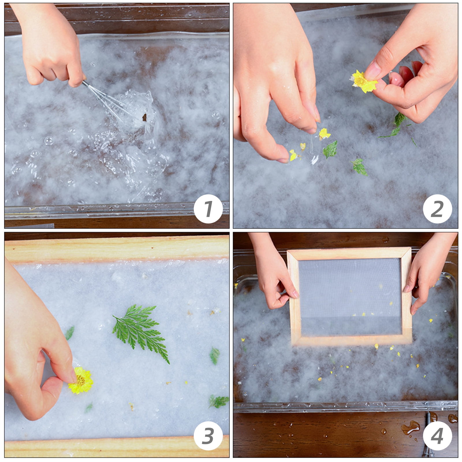 COOPHYA DIY Paper Making Kit Beige Wood Dehydrated Paper Making Pulp ...