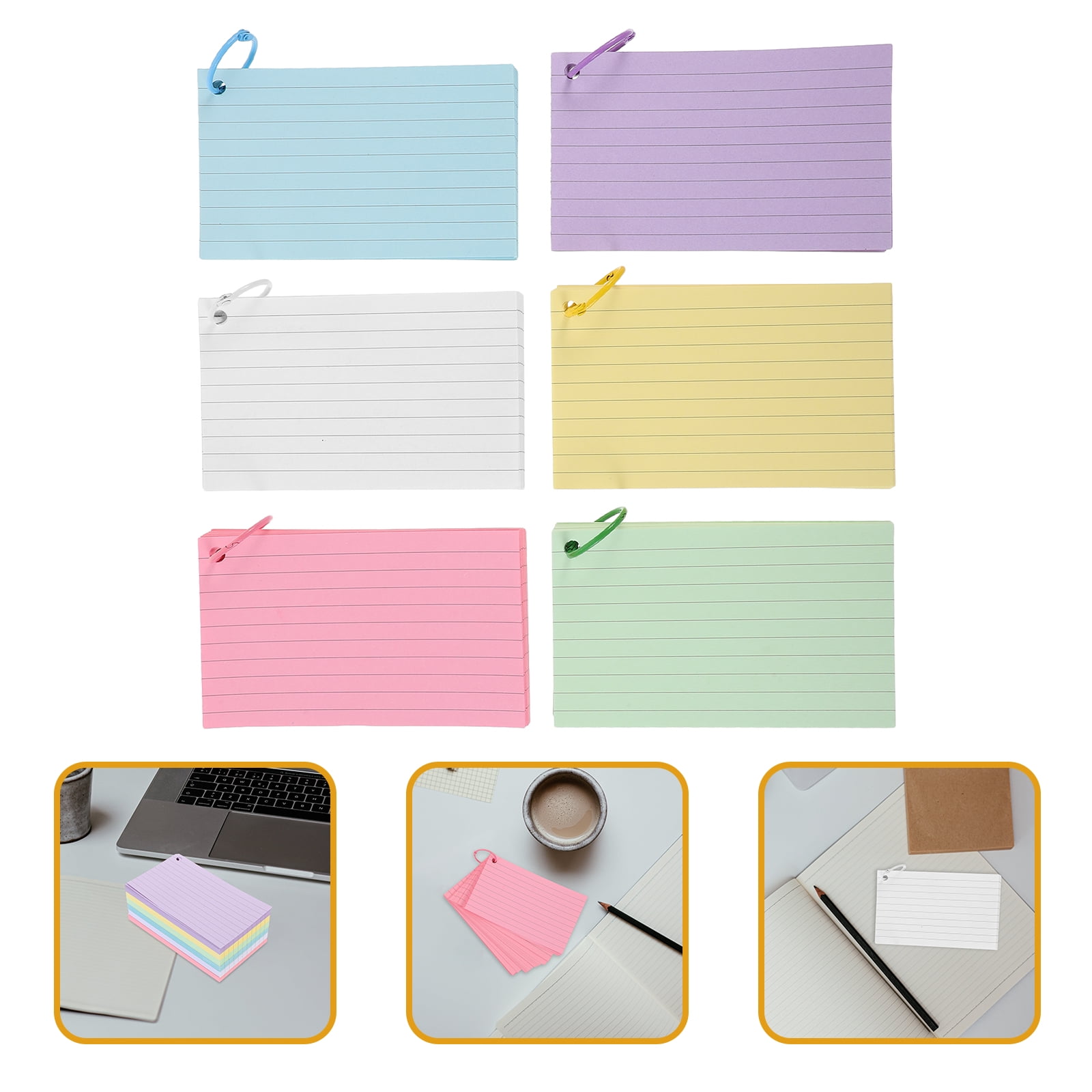LEXSOMEO 1 Set Index Cards with Holes Punched Flash Cards with Rings ...