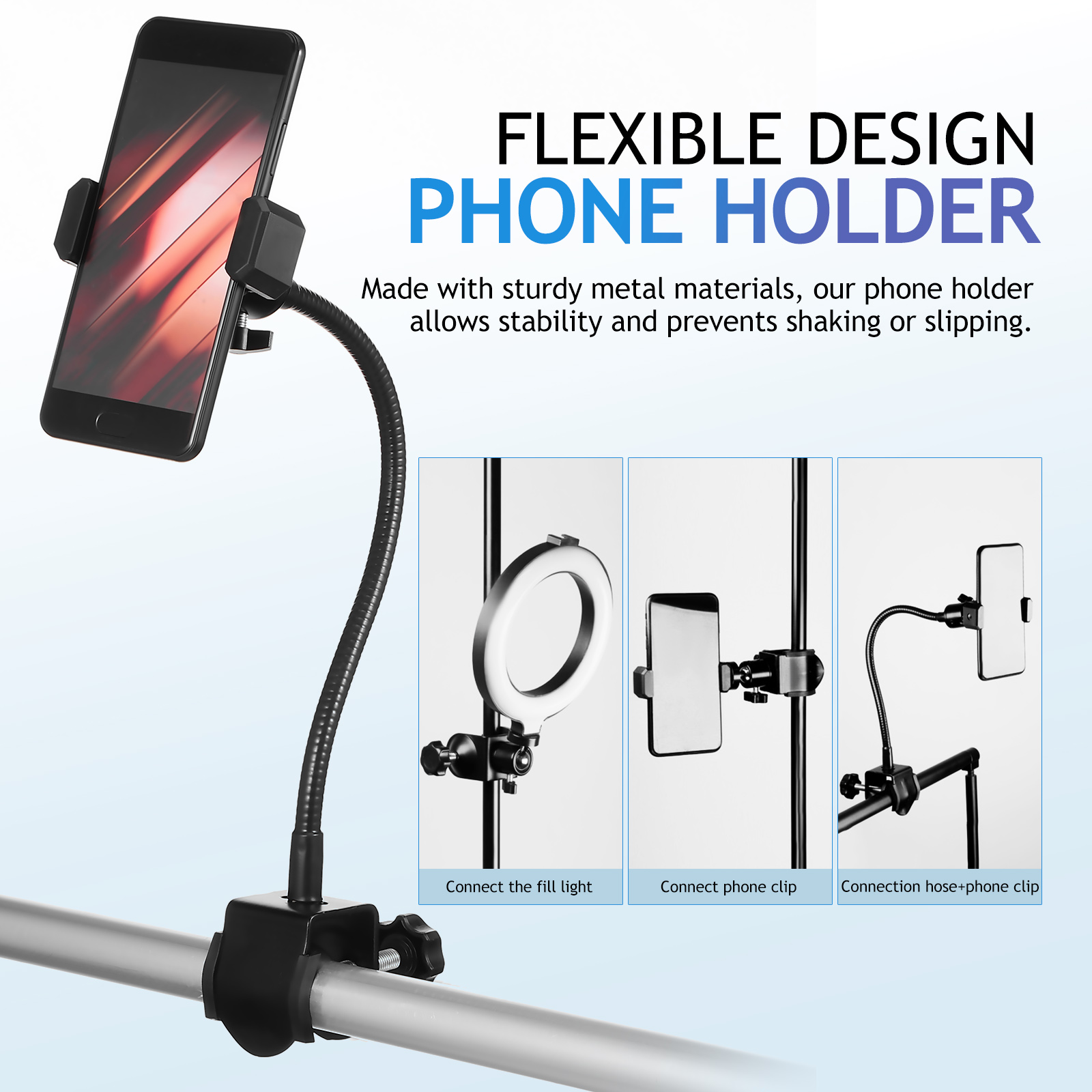 RENACLIPY 1Set Adjustable Phone Mount for Microphone Stand with Compact ...