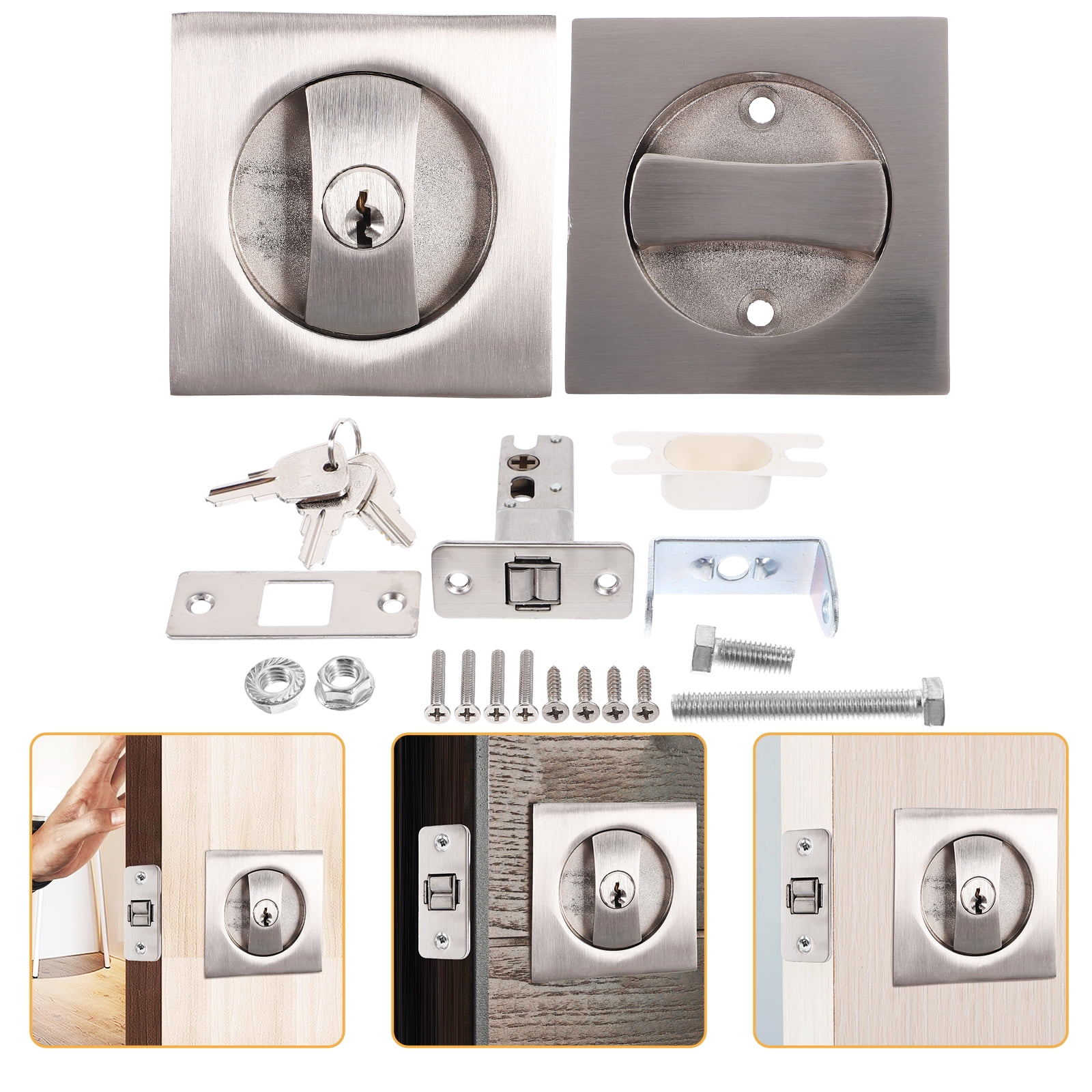 LEXSOMEO 1 Set Pocket Door Lock Privacy Latch Lock Metal Door Lock ...