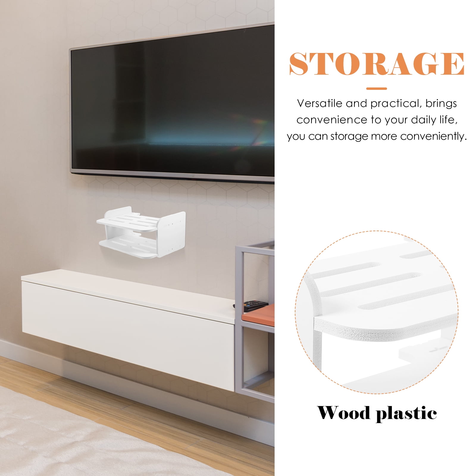 LEXSOMEO 1 set of Wall Mount Router Bracket DVD Player Storage Shelf ...