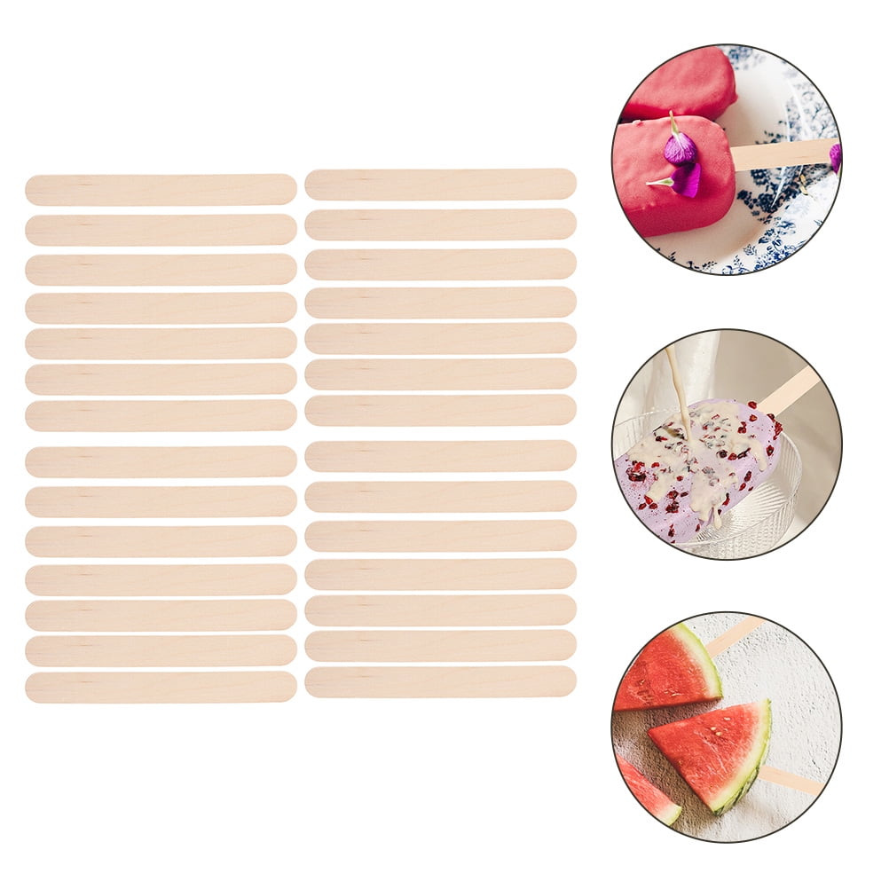 LEXSOMEO 10 Packs Wooden Popsicles Sticks Ice Cream Making Sticks Round ...