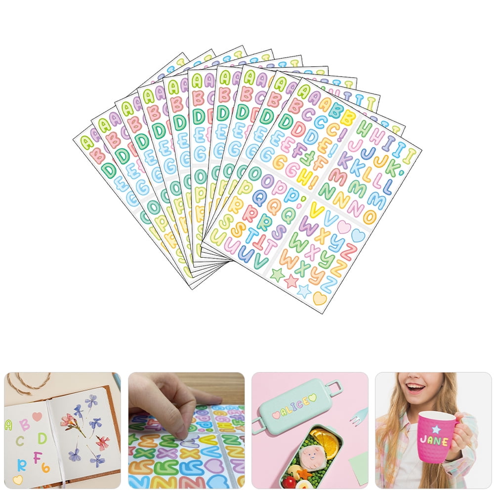 HEMOTON 10 Sheets Colorful Alphabet Stickers Adhesive English Letters ...