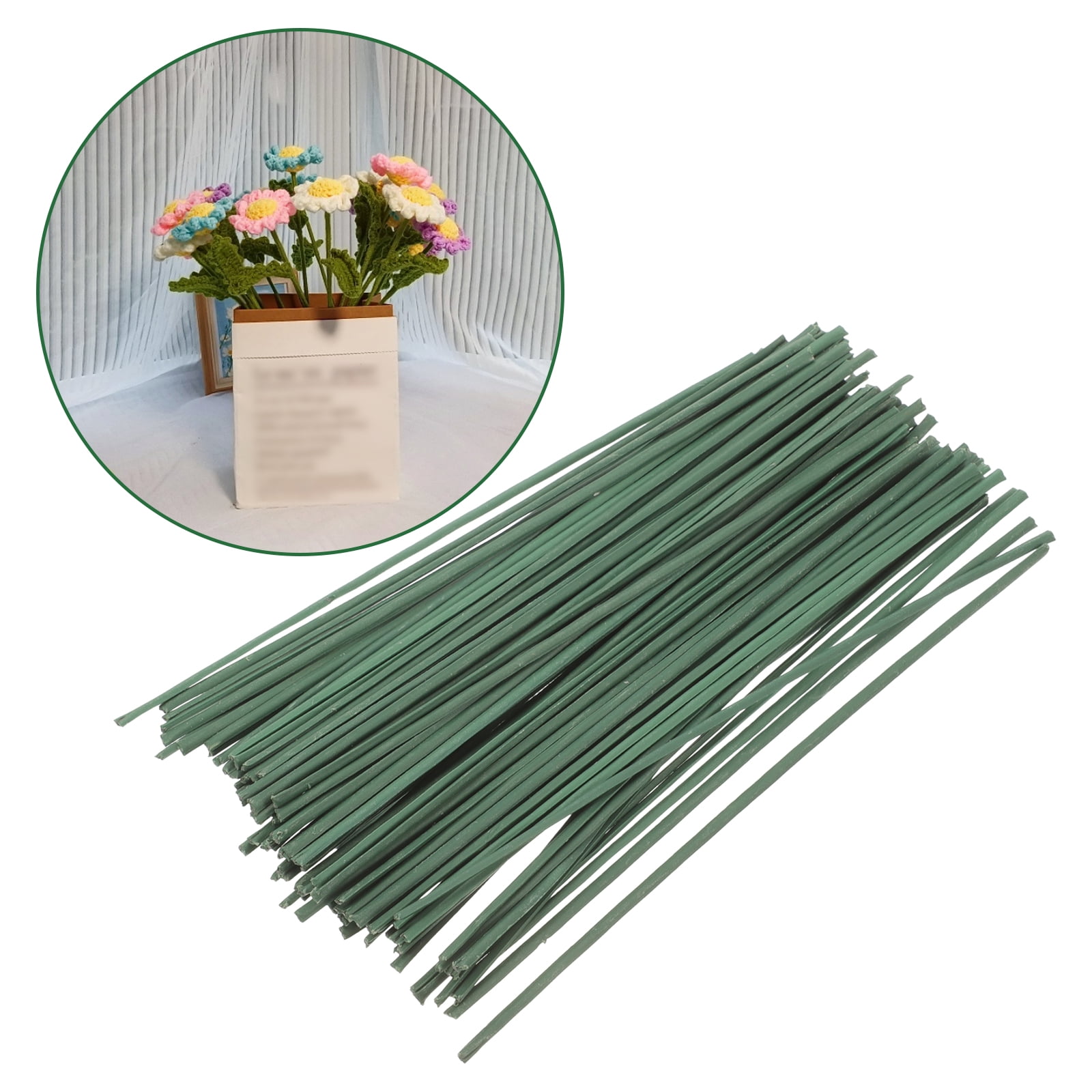 RENACLIPY Realistic Green Floral Wires for Crafts, 100 Pieces, Flexible ...