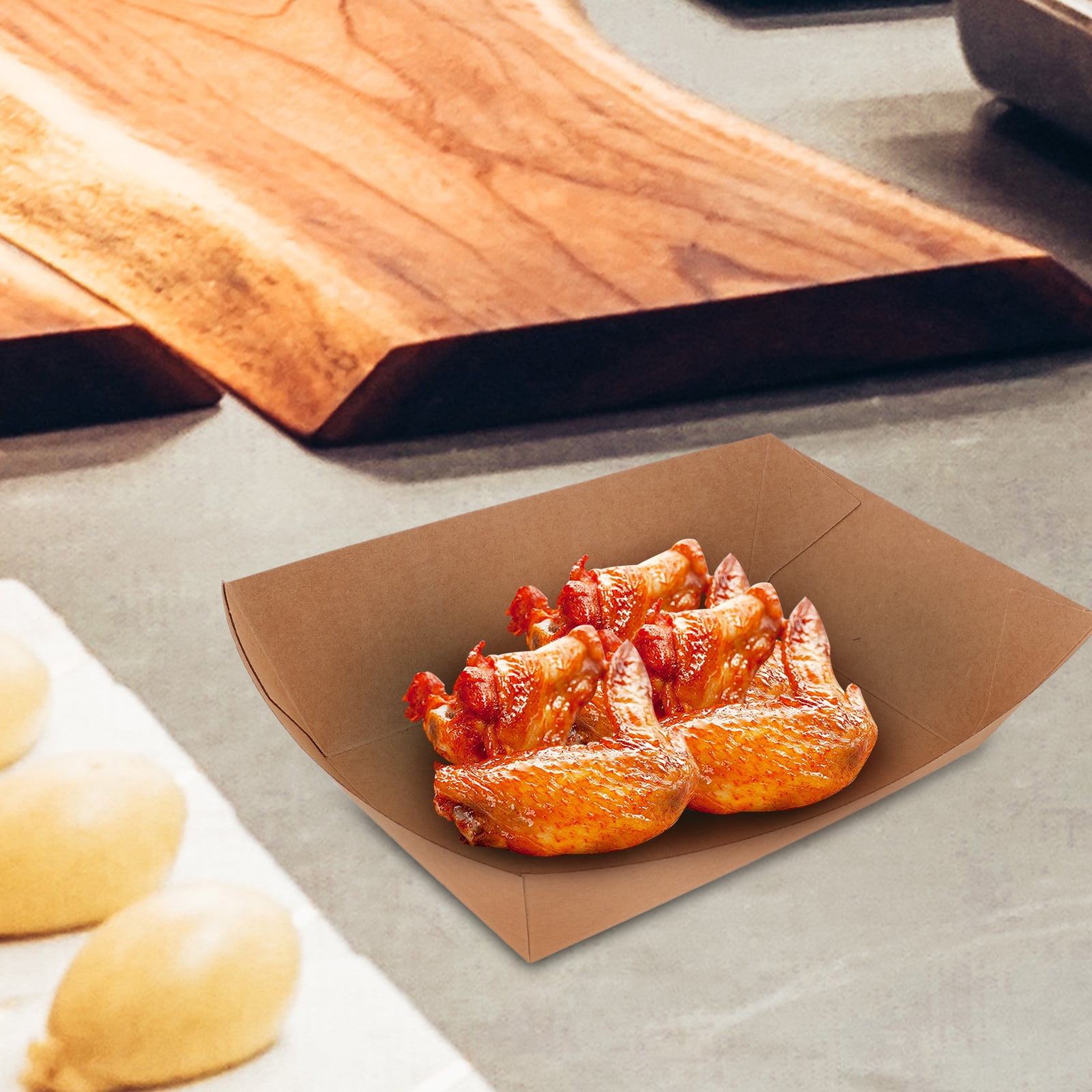 RENACLIPY Disposable Brown Paper Food Trays - 100 Count Sturdy Snack ...