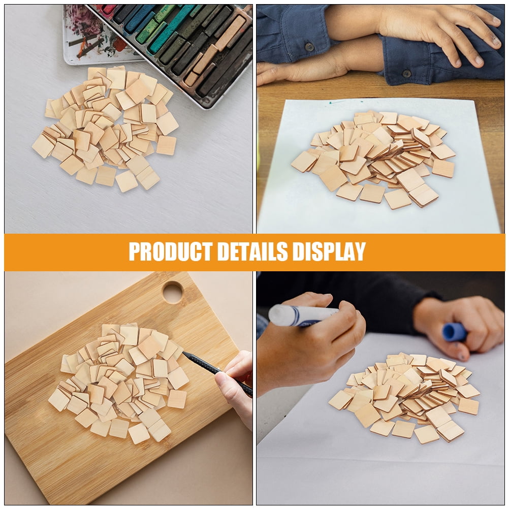LEXSOMEO 100pcs Unfinished Wooden Squares For Crafts Diy Wood Tiles ...