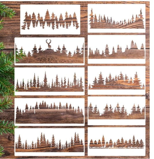 LEXSOMEO 10pcs Christmas Tree Stencils Wall Painting Stencils Tree ...