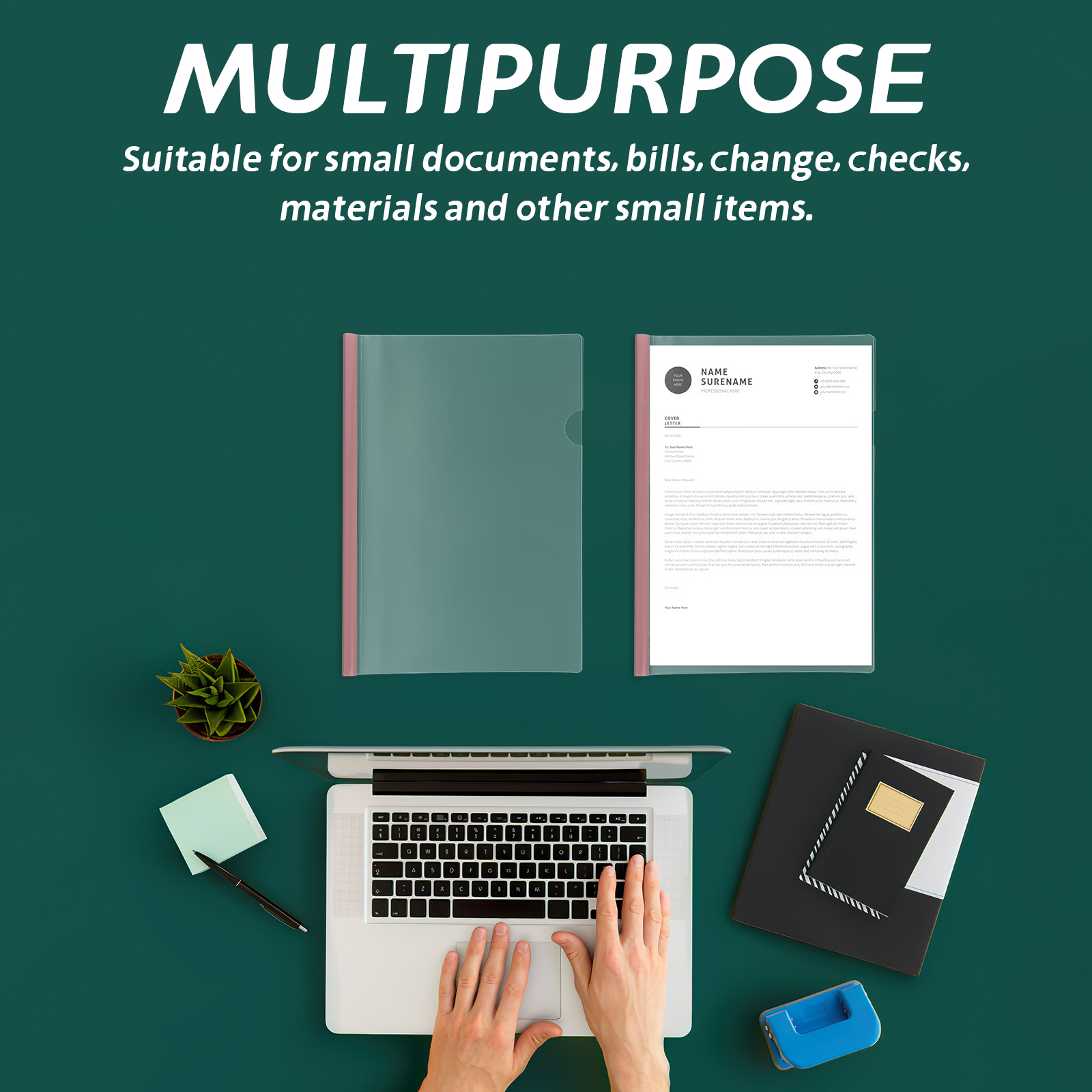 LEXSOMEO 10pcs File Folders with Sliding Bar Document Binder for School ...