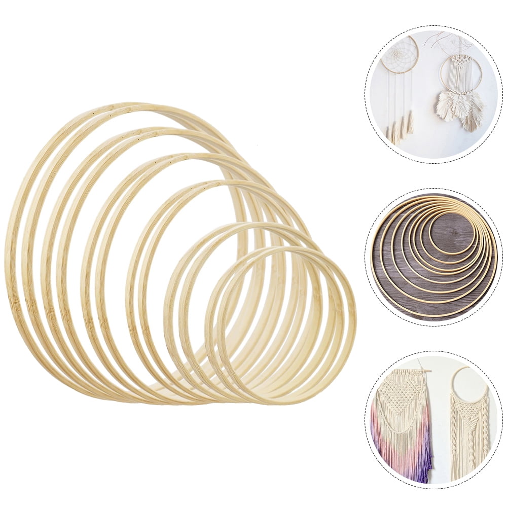 LEXSOMEO 12pcs Bamboo Rings Floral Hoop Wreath Macrame Craft Hoop Rings ...