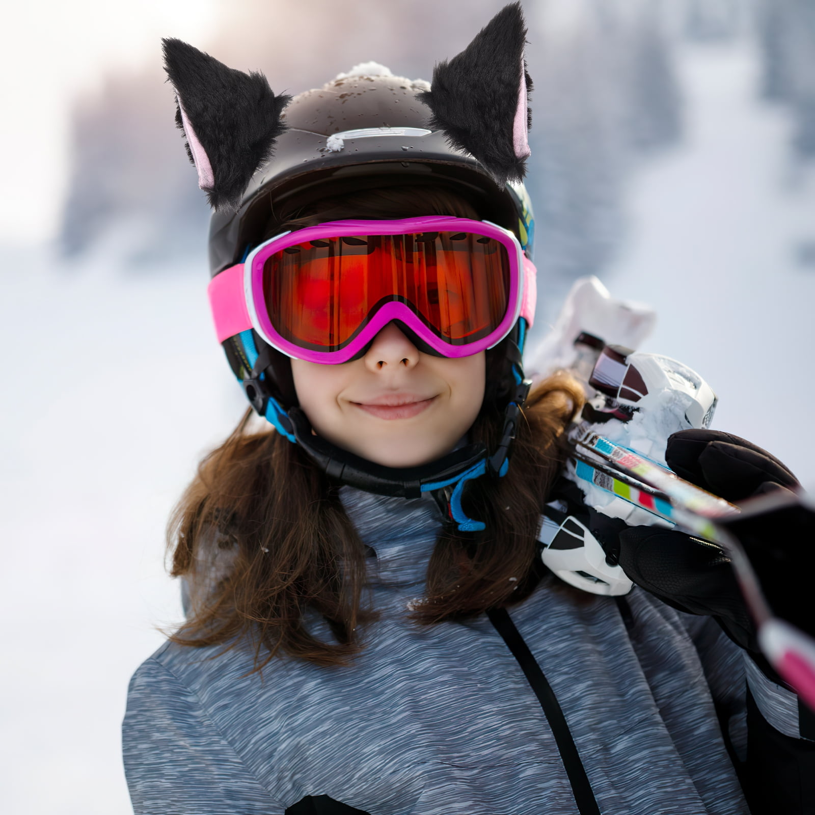 LEXSOMEO 2 Pairs Cute Cat Ears Helmet Decorations Plush Helmet Ears ...