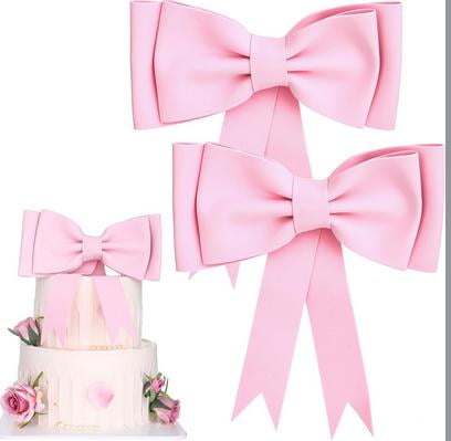 RENACLIPY Cute Pink Bow Cake Toppers Eva for Special Occasions and ...