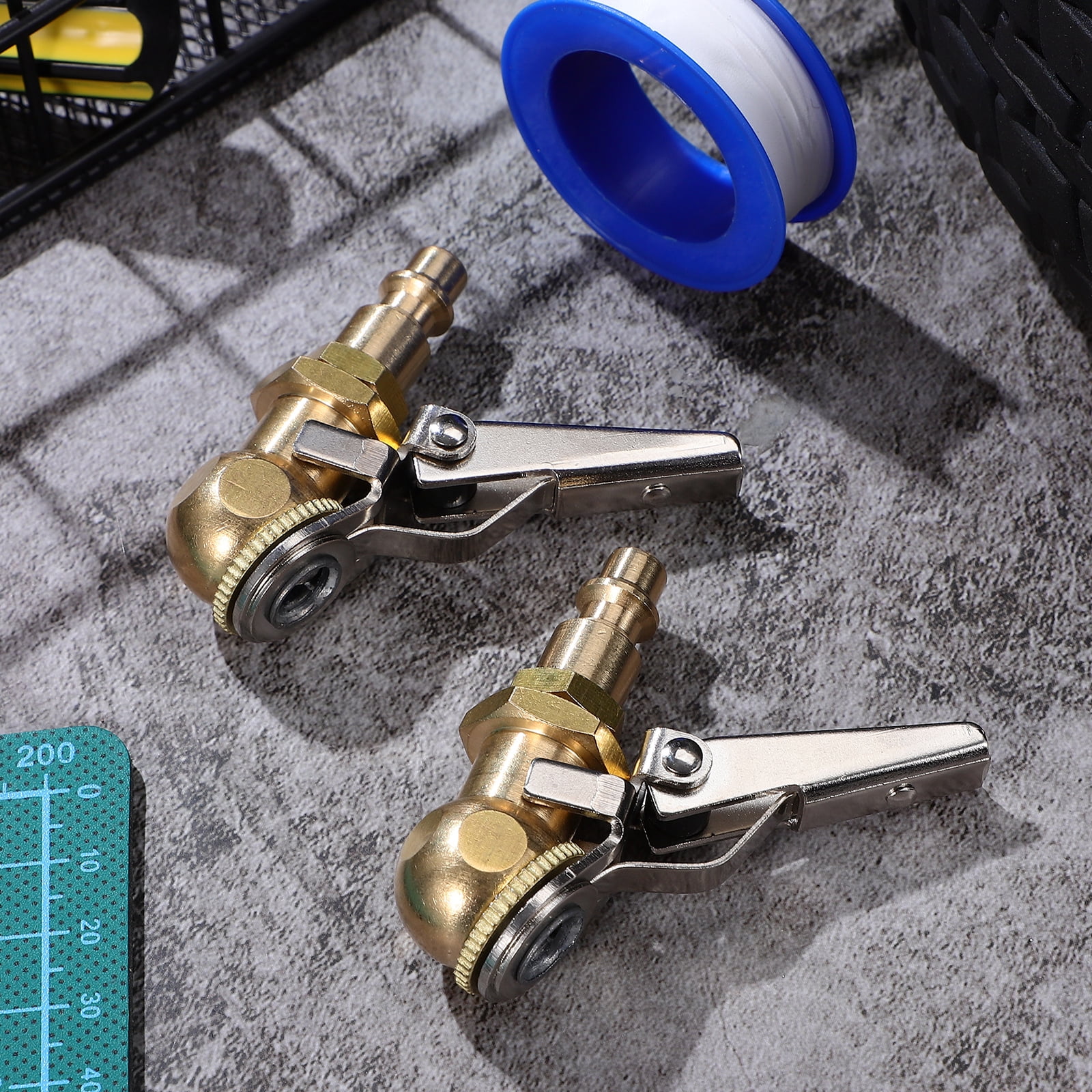 RENACLIPY Tire Pump Air Chuck Brass Locking Air Chuck Golden 2 Pcs ...