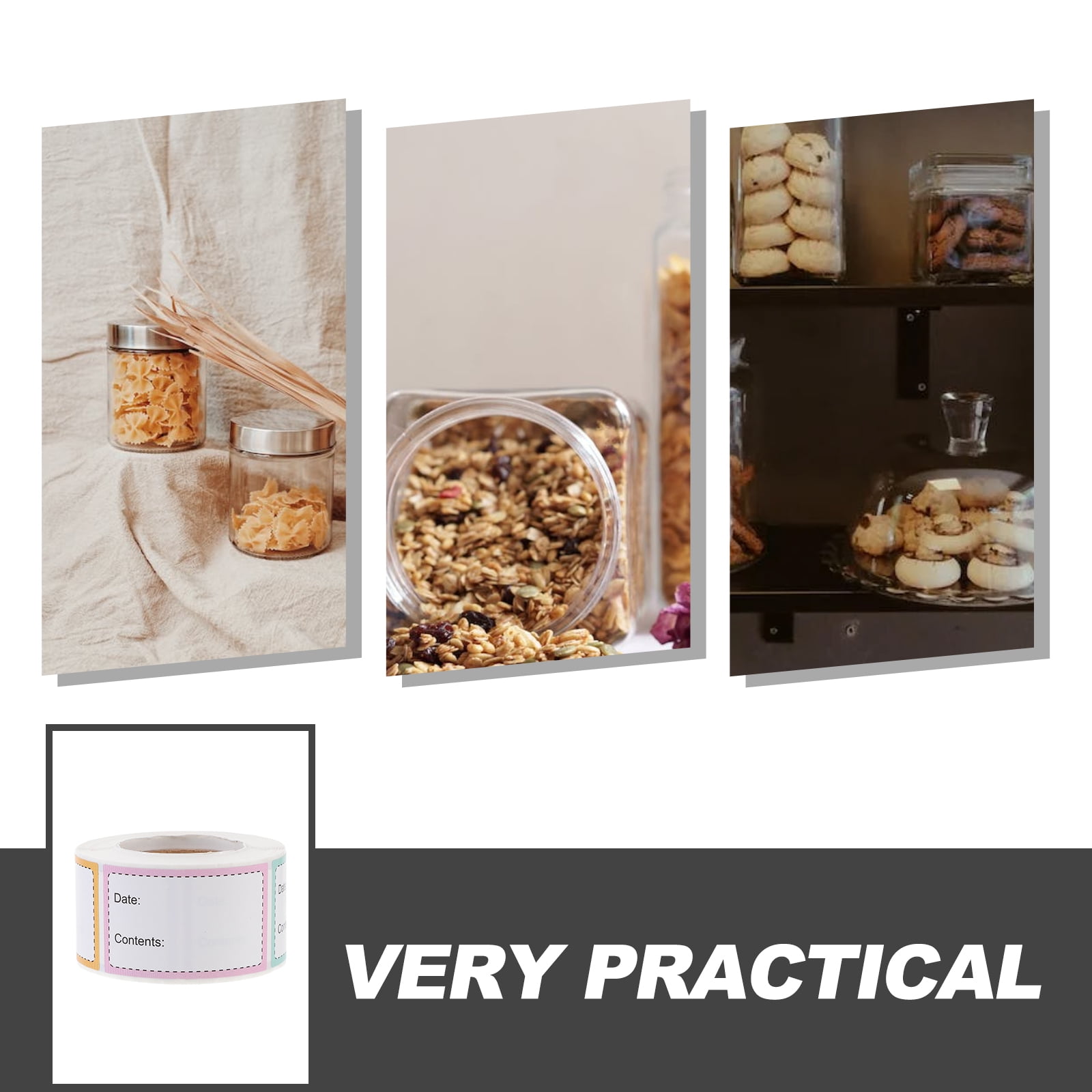 LEXSOMEO 2 Rolls of Removable Food Container Labels Adhesive Food Jar ...