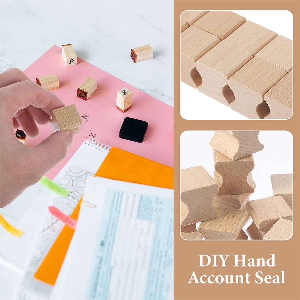 LEXSOMEO 20Pcs Wood Stamp Blanks Small Blank Groove Carving Wood Stamp ...