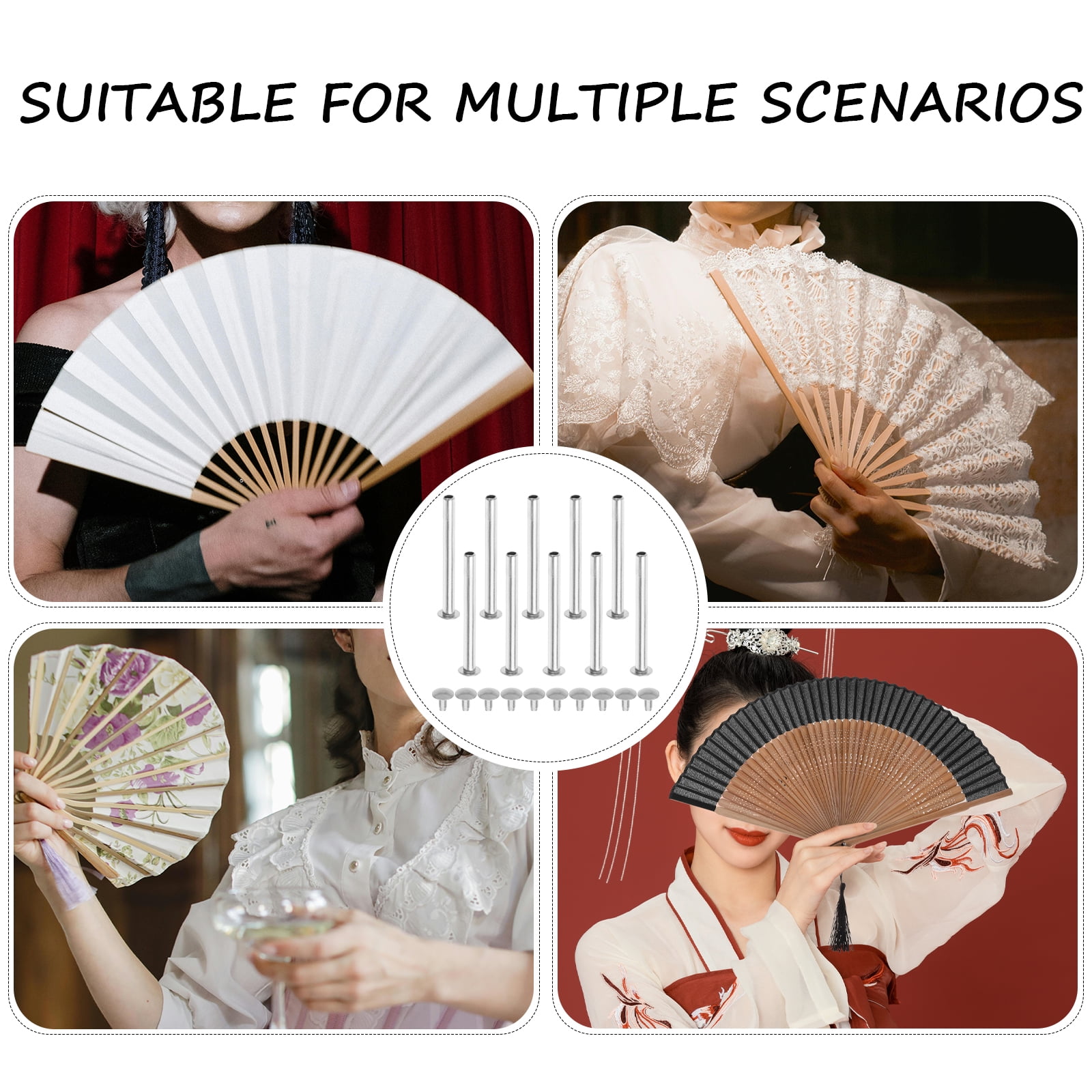 HEMOTON Folding Fan Repair Kit with Stainless Steel Rivets Nuts for ...