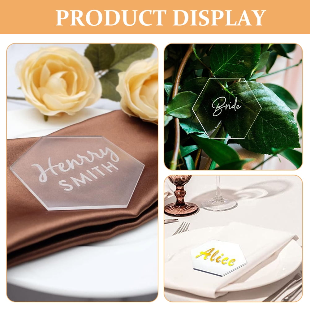 LEXSOMEO 20pcs Hexagonal Acrylic Place Cards Table Setting Cards ...