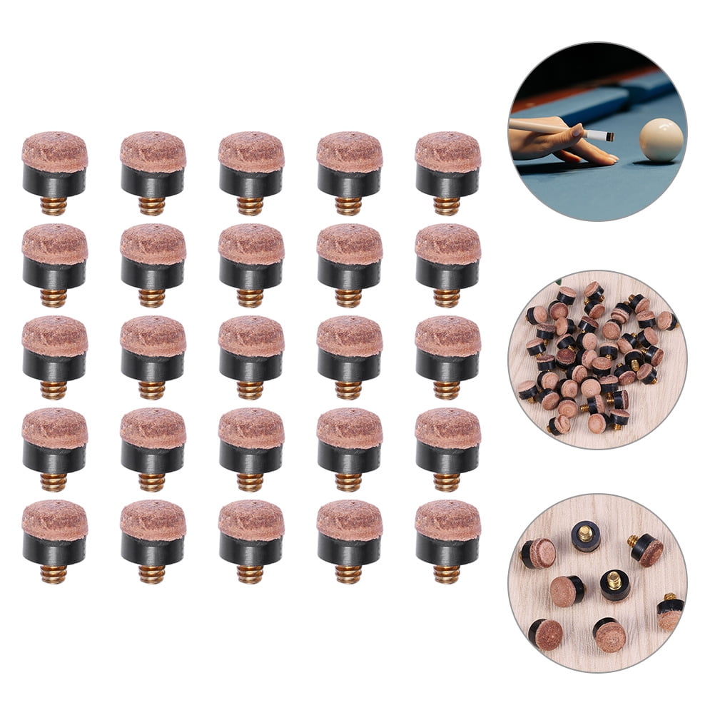 LEXSOMEO 25Pcs Pool Cue Tips Leather Billiard Cue Tips Screw On Pool ...
