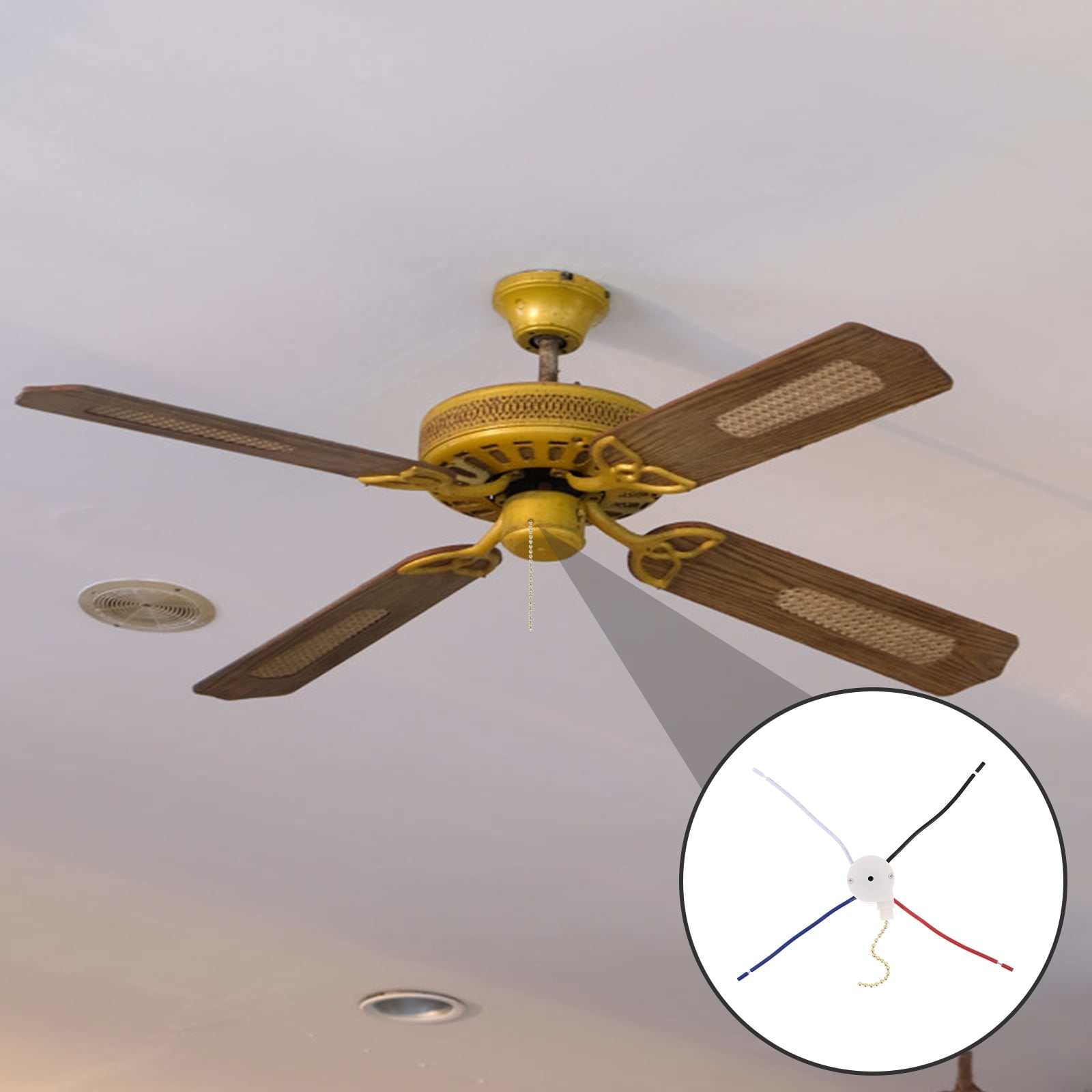 LEXSOMEO 2Pcs Ceiling Fan Pull Chain Switch Kit 3-Speed 4-Wire Control ...