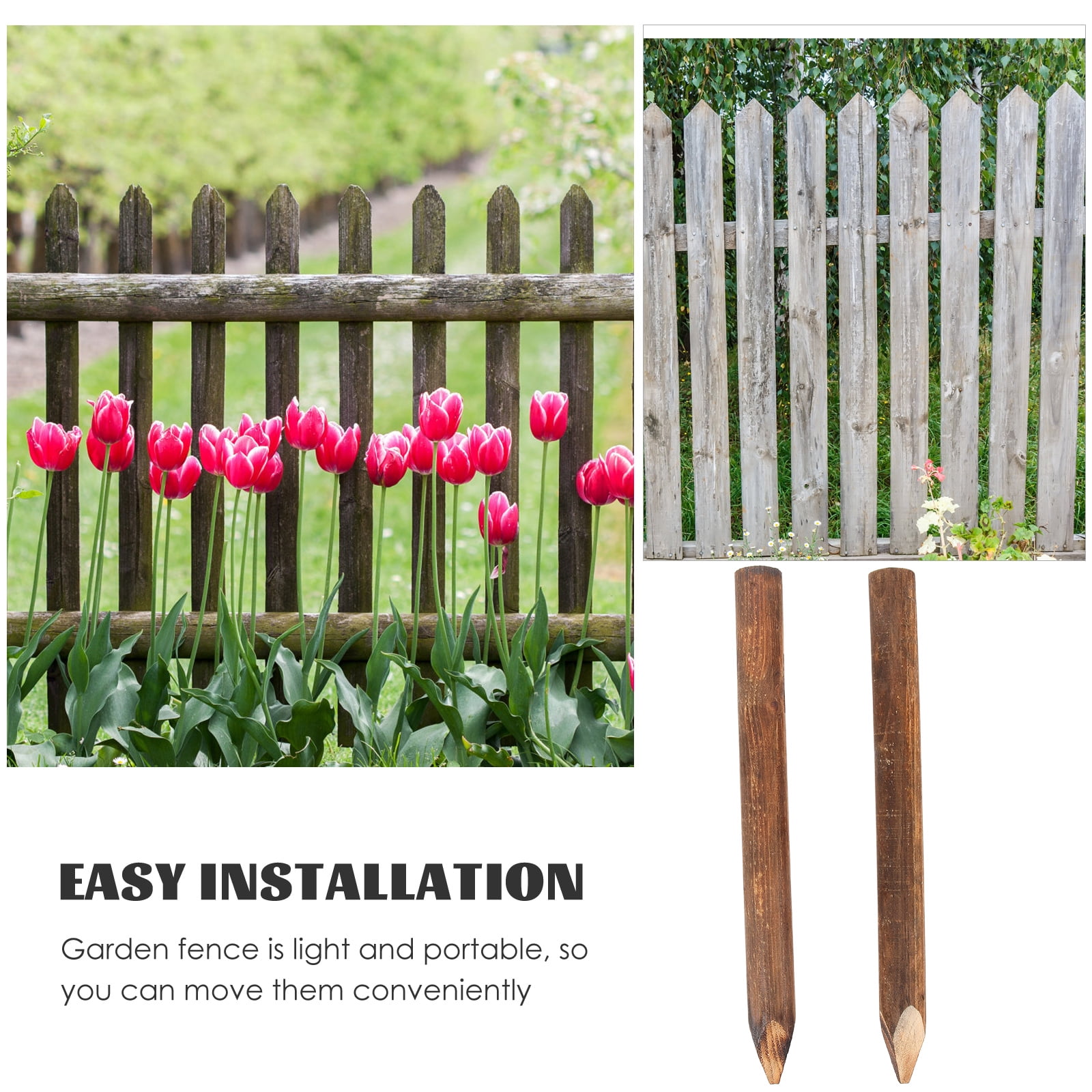 RENACLIPY Simulation Fence Brown Wood Gardeners DIY Garden 2Pack ...