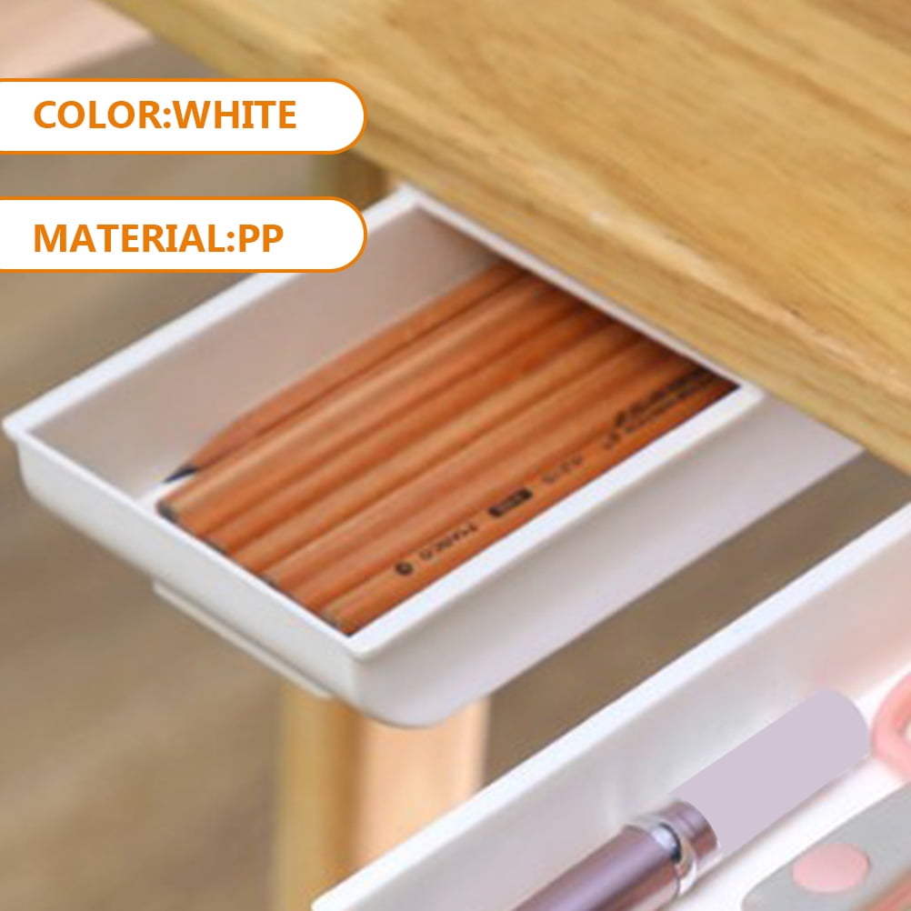 RENACLIPY 2-Pack Under Desk Drawer Organizer White Plastic Storage Tray ...