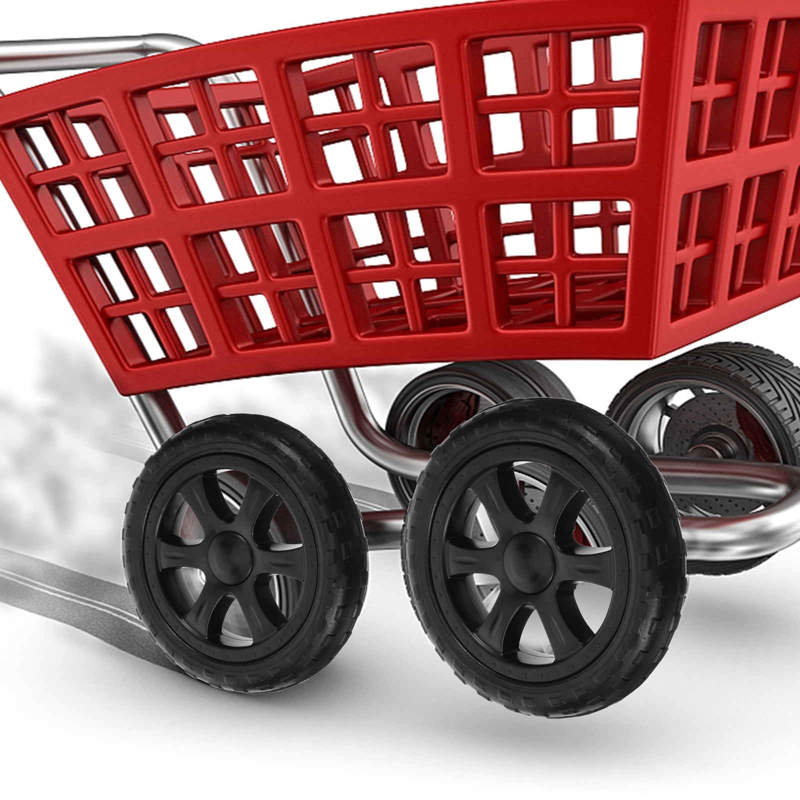 LEXSOMEO 2pcs Grocery Shopping Cart Wheels Folding Grocery Cart Wheels ...