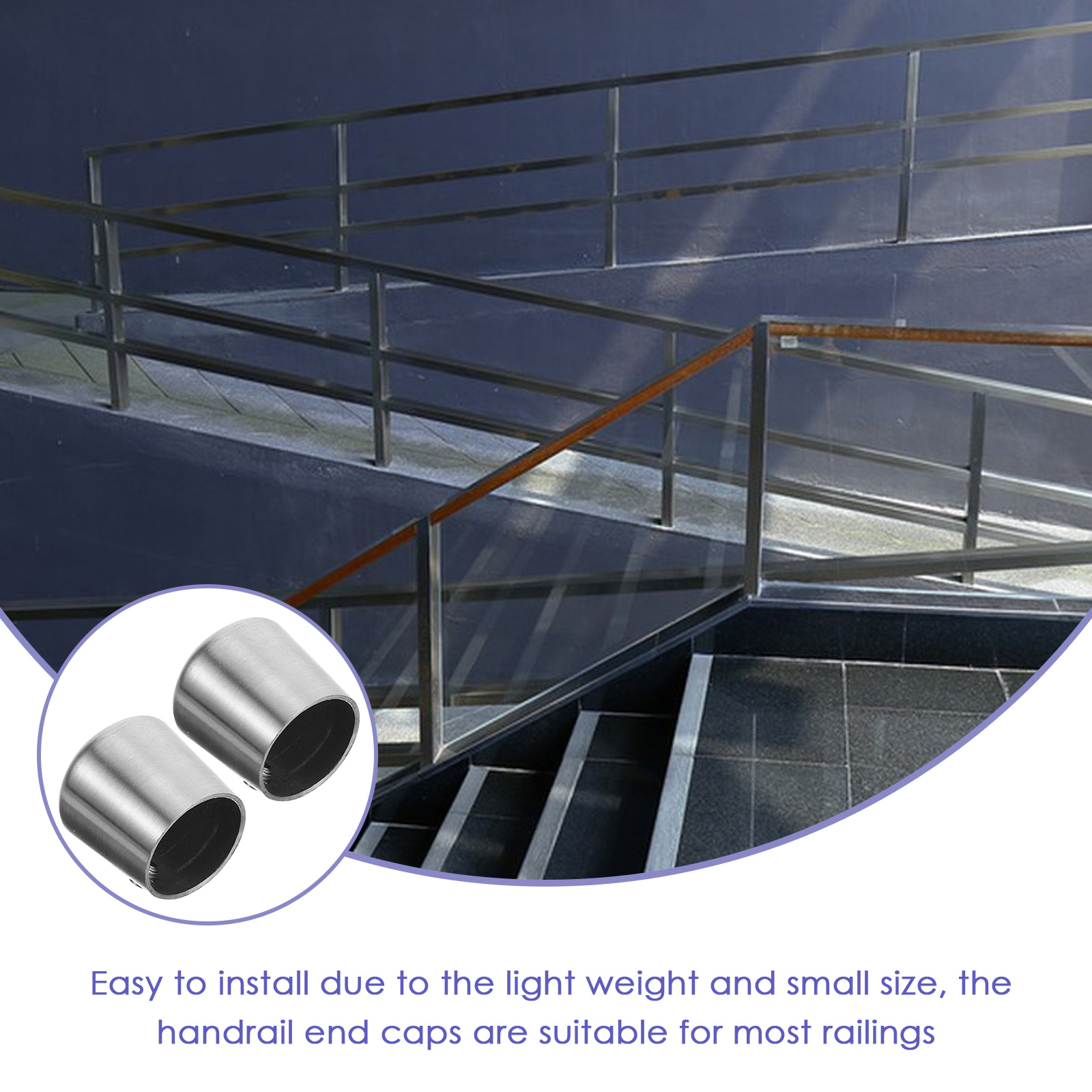 LEXSOMEO 2pcs Handrail End Caps Handrail Stairs Post End Caps Stainless ...