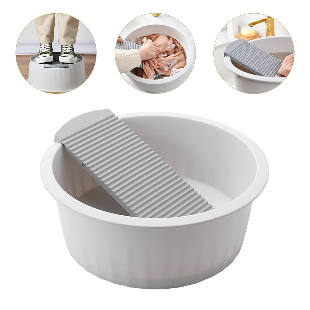 LEXSOMEO 2pcs Portable Wash Basin With Washboard For Baby Clothes ...