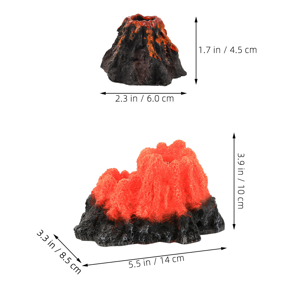 HEMOTON Realistic Resin Volcano Statue for Aquarium Decor Orange Color ...