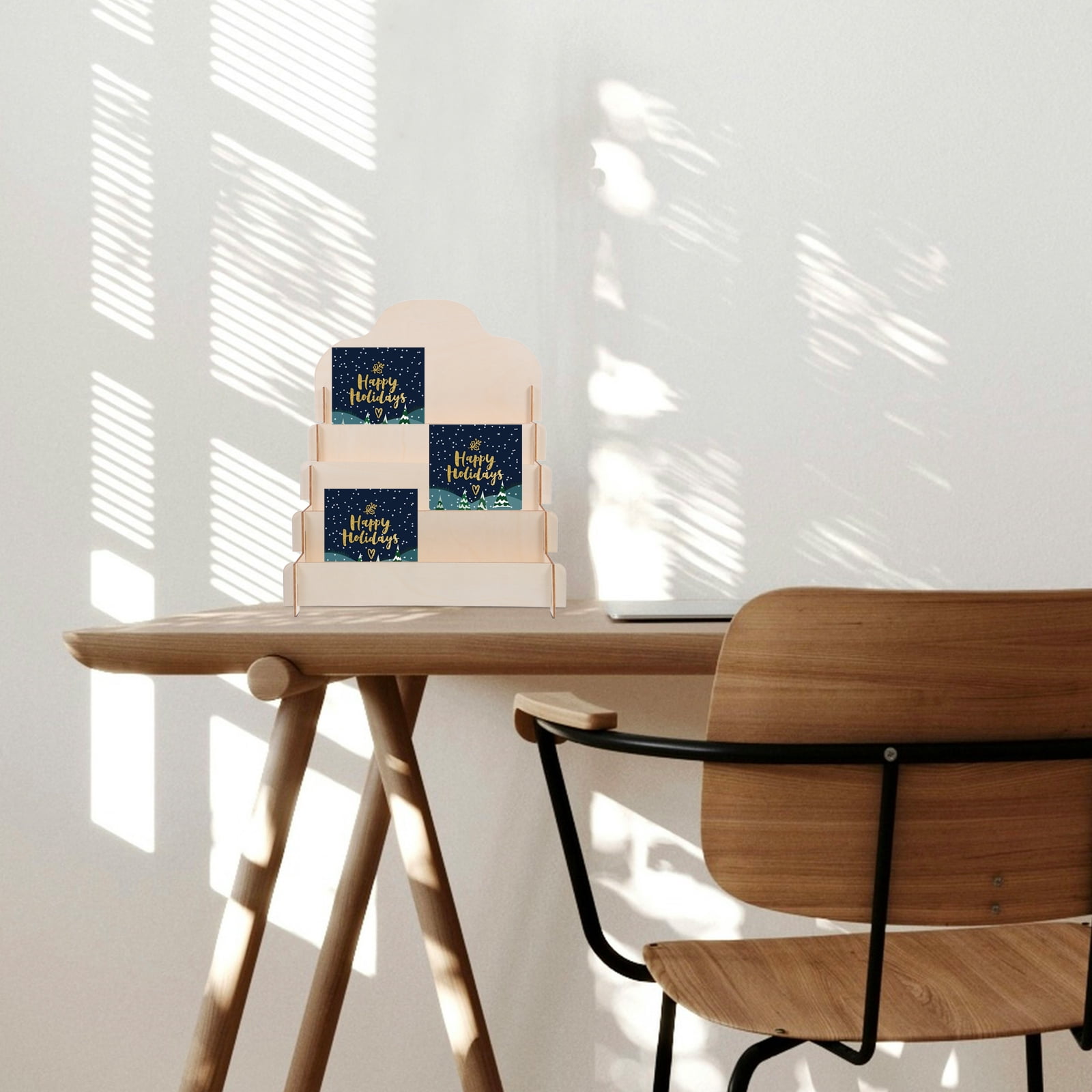 LEXSOMEO 2pcs Tiered Greeting Card Display Stand Wood Organizer Racks ...